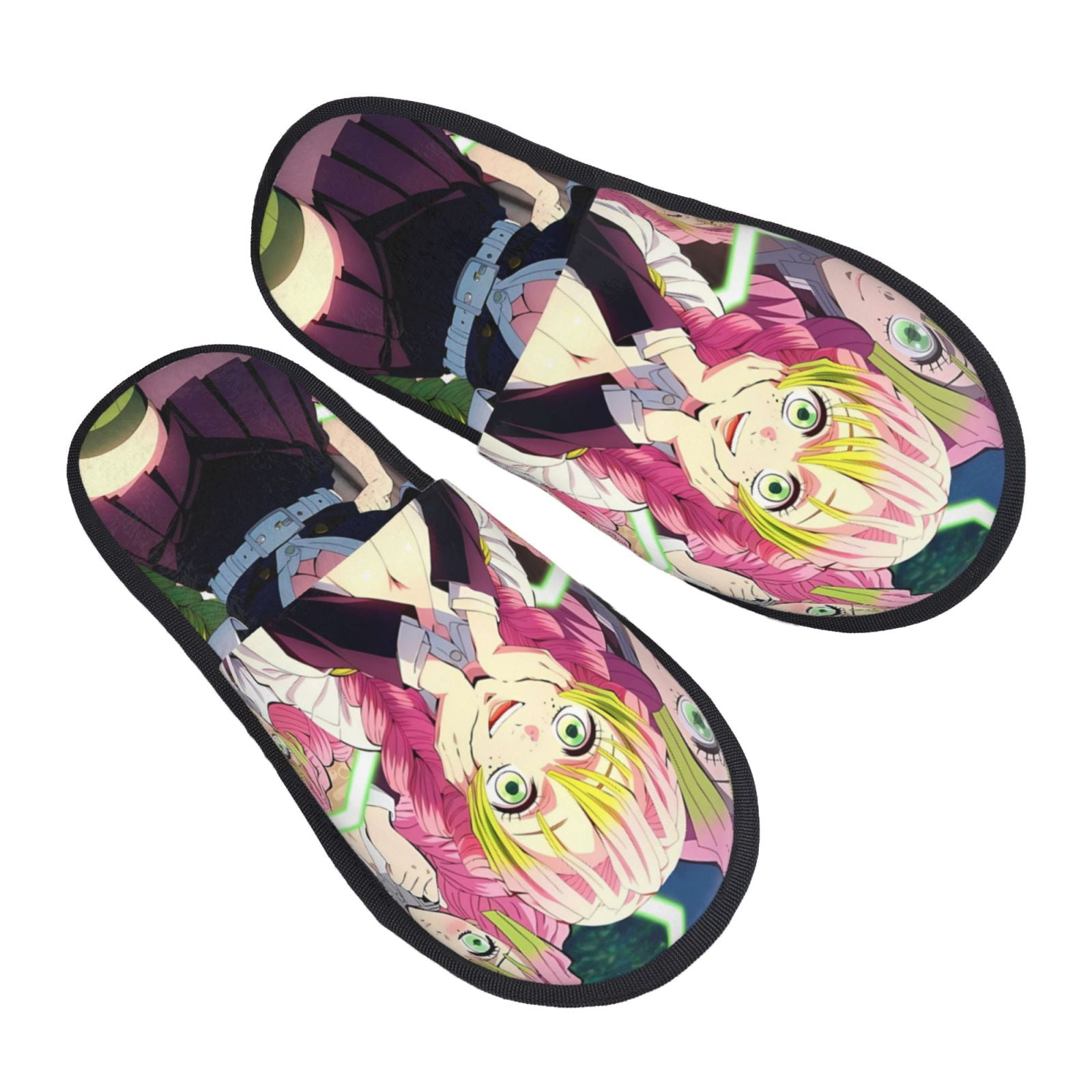 Demon Slayer Mitsuri Kanroji Furry Slippers For Men Women Fuzzy House ...