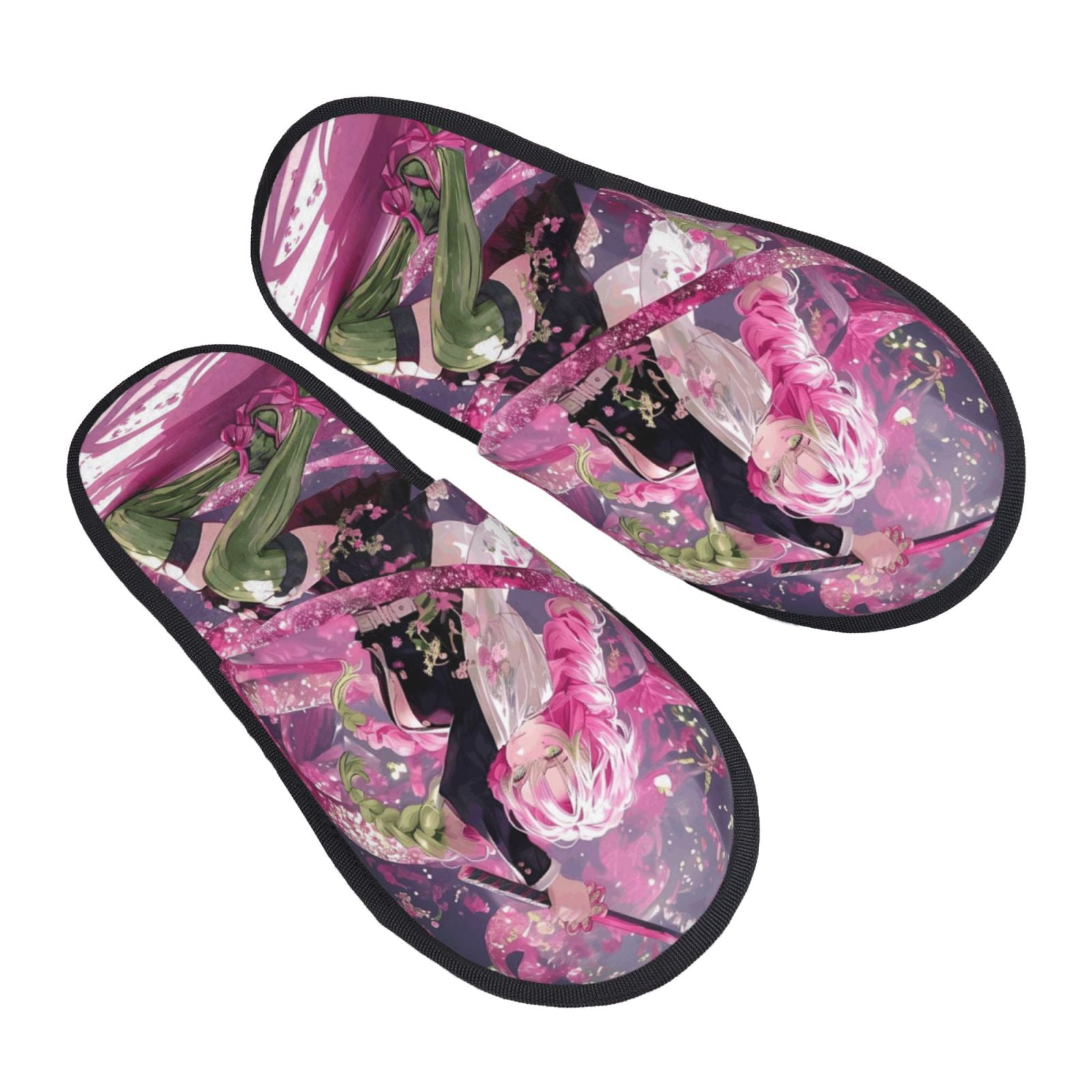 Demon Slayer Mitsuri Kanroji Furry Slippers For Men Women Fuzzy House ...
