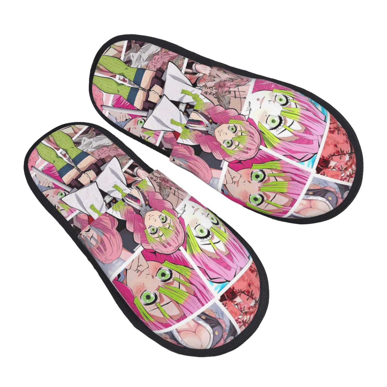 Demon Slayer Mitsuri Kanroji Furry Slippers For Men Women Fuzzy House ...