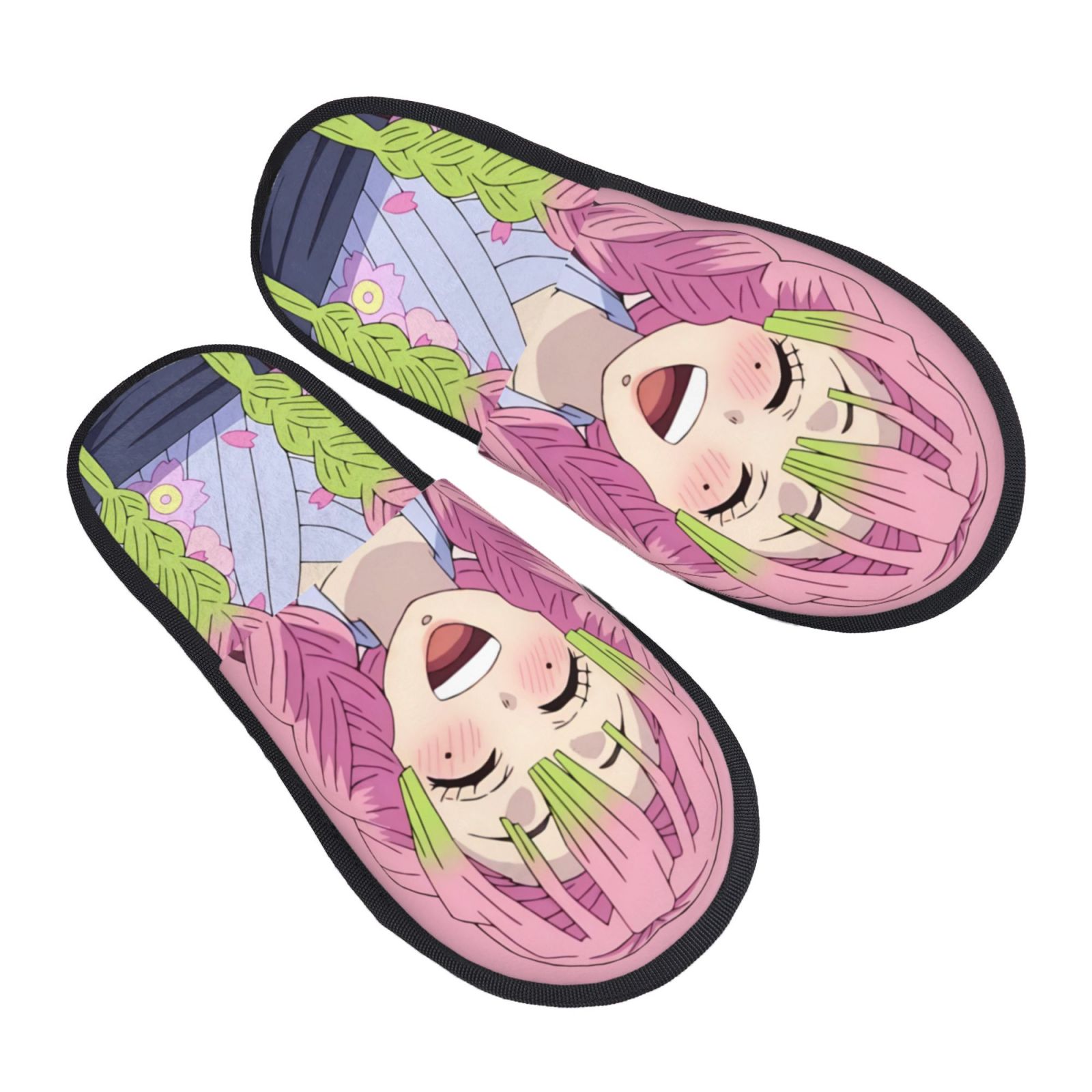Demon Slayer Mitsuri Kanroji Furry Slippers For Men Women Fuzzy House ...