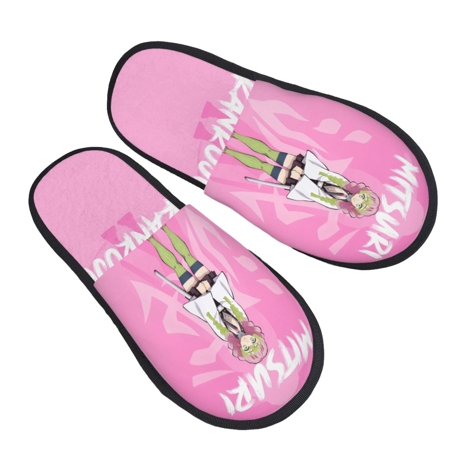 Demon Slayer Mitsuri Kanroji Furry Slippers For Men Women Fuzzy House ...