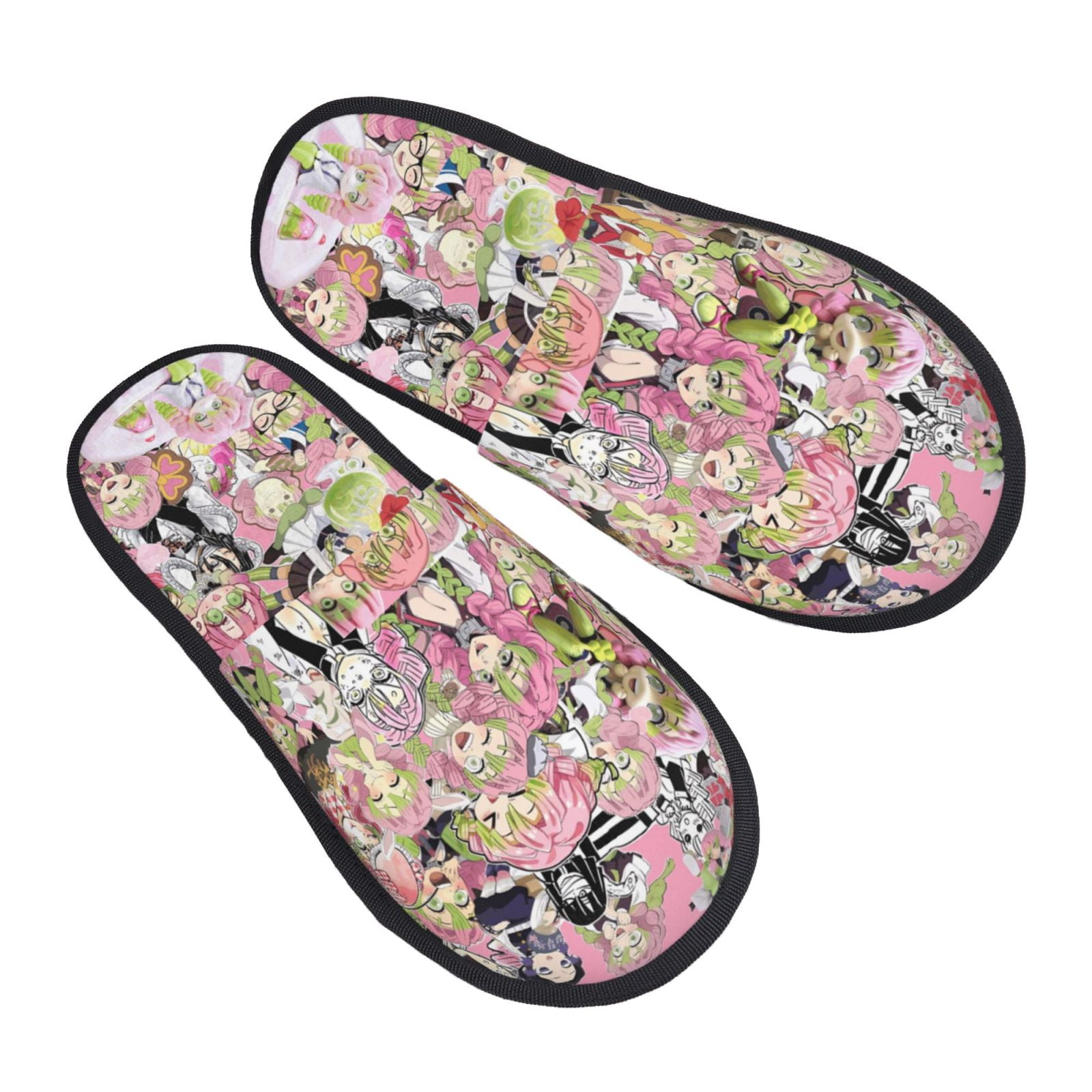 Demon Slayer Mitsuri Kanroji Furry Slippers For Men Women Fuzzy House ...