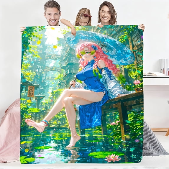 Demon Slayer Mitsuri Kanroji Serene Water Garden Fleece Blanket - 4 ...