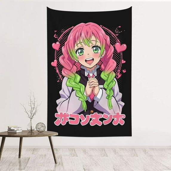 Demon Slayer Mitsuri Kanroji Tapestry Wall Hanging Home Decoration Wall ...