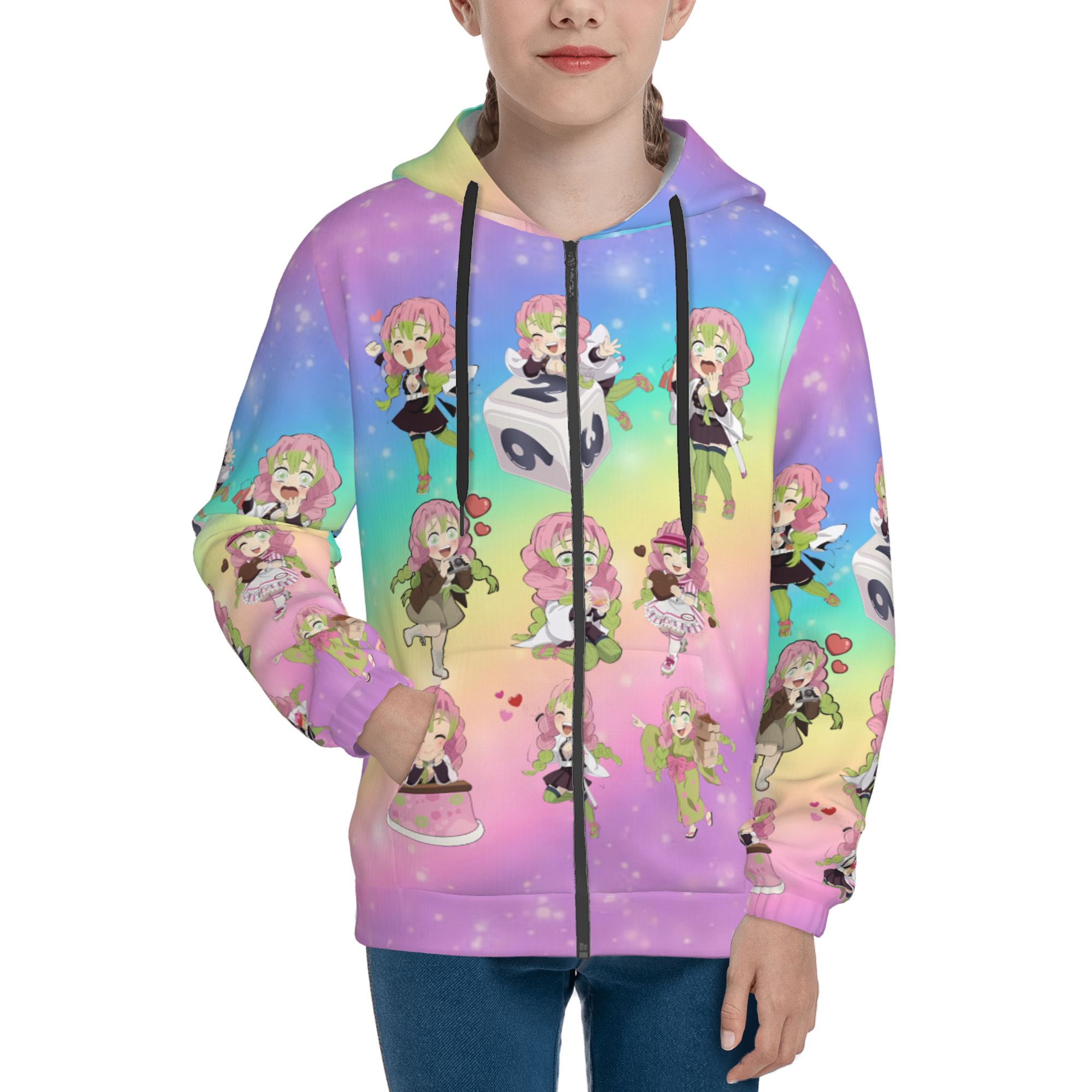 Demon Slayer Mitsuri Kanroji Teens Boys Girls Zip Up Hoodies 3d Print ...