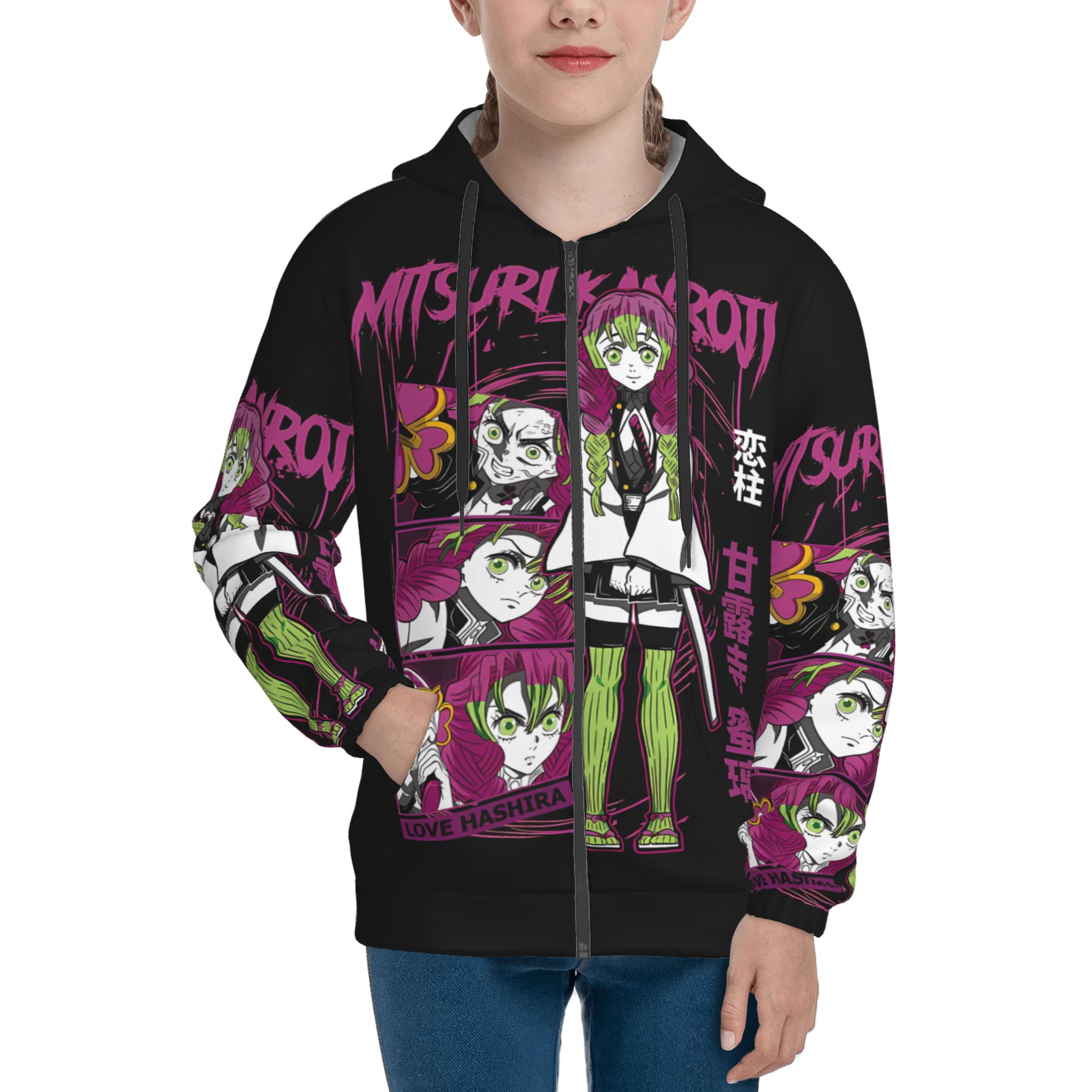 Demon Slayer Mitsuri Kanroji Teens Boys Girls Zip Up Hoodies 3d Print ...