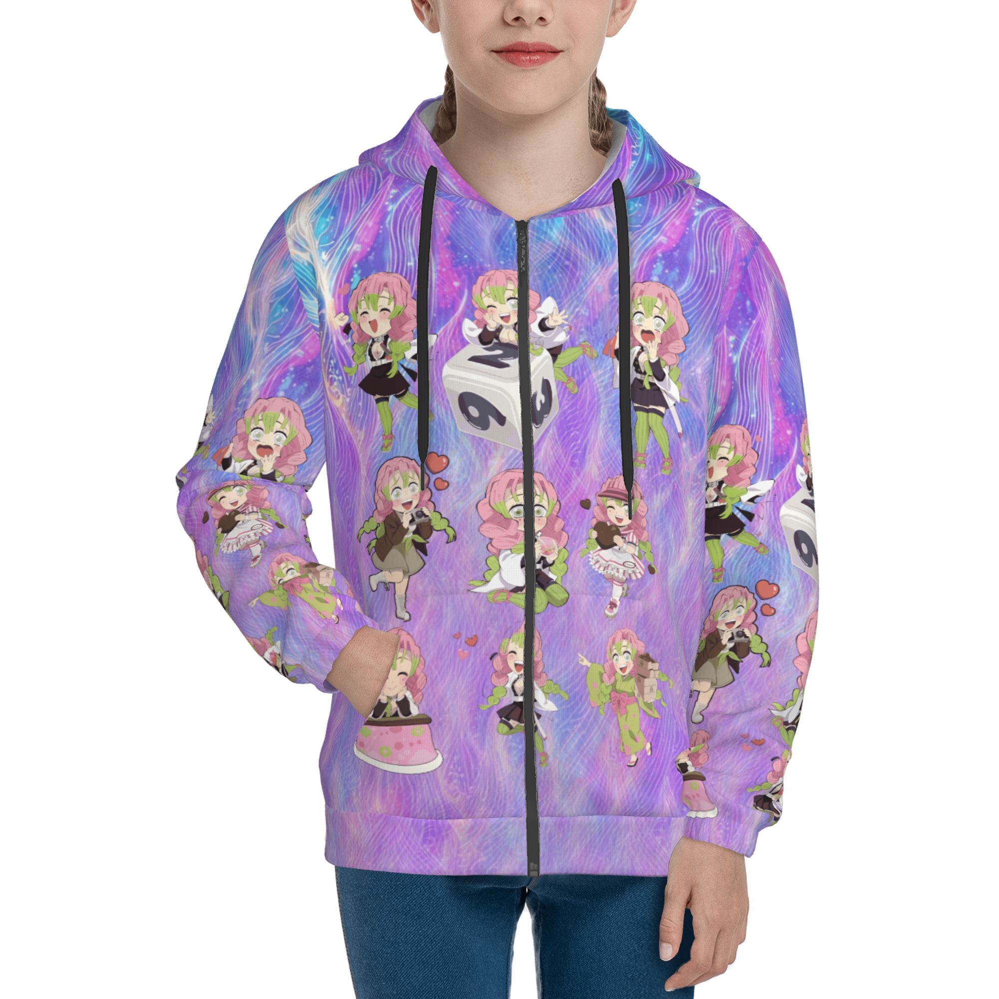 Demon Slayer Mitsuri Kanroji Teens Boys Girls Zip Up Hoodies 3d Print ...