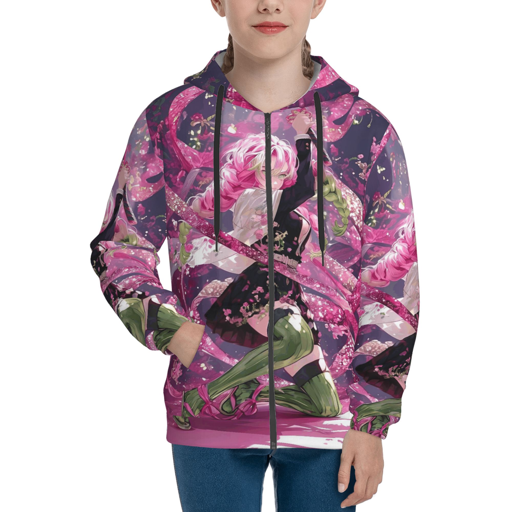 Demon Slayer Mitsuri Kanroji Teens Boys Girls Zip Up Hoodies 3d Print ...