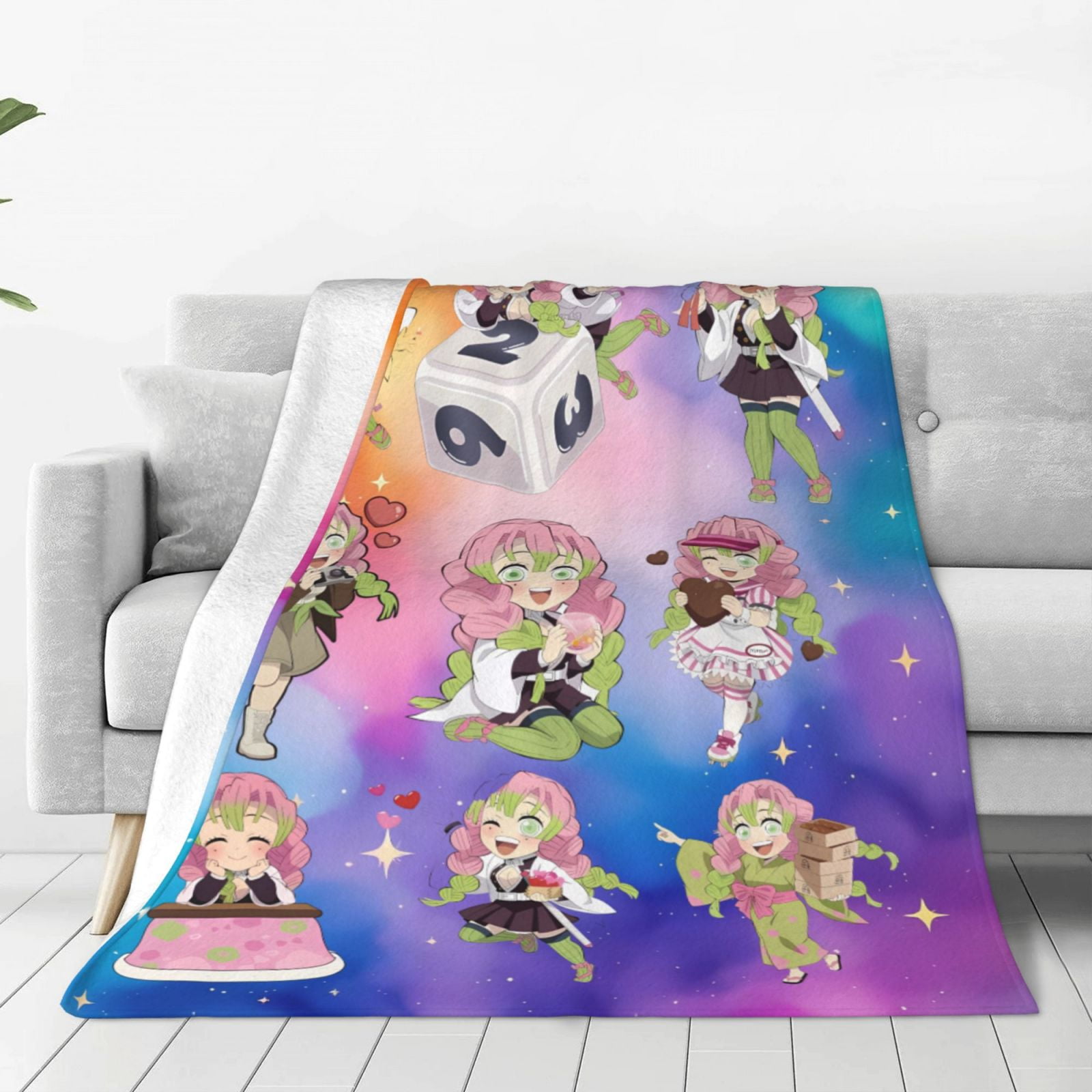Demon Slayer Mitsuri Kanroji Throw Blanket Couch Bed Sofa Soft ...