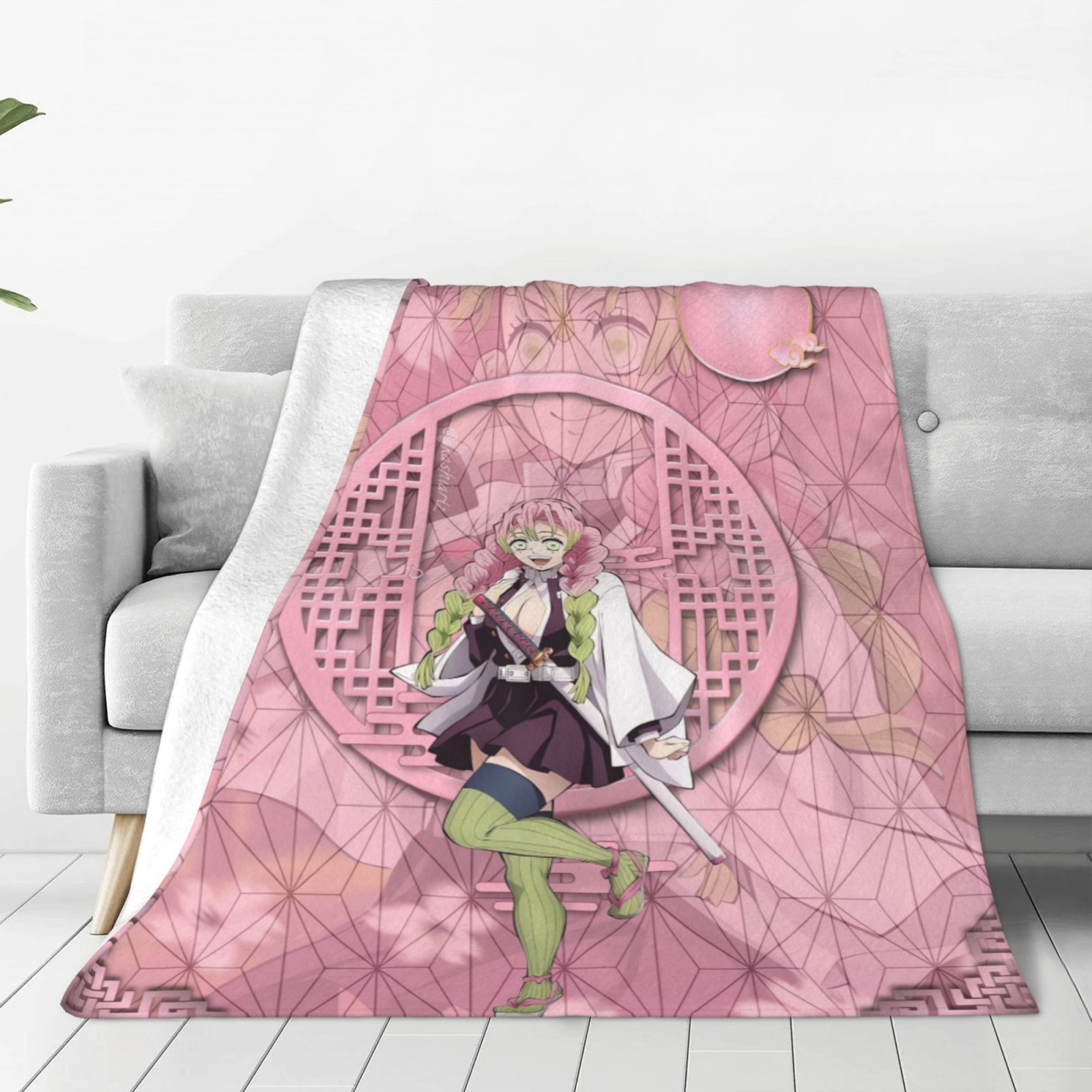 Demon Slayer Mitsuri Kanroji Throw Blanket Couch Bed Sofa Soft ...