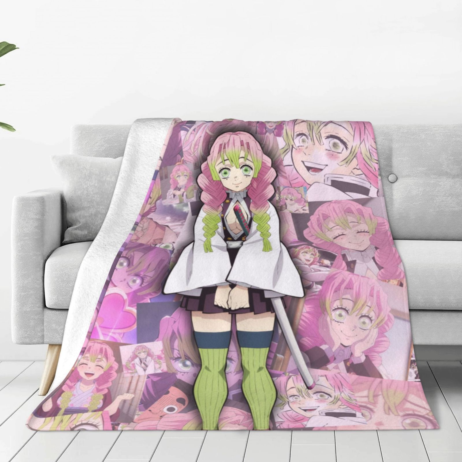 Demon Slayer Mitsuri Kanroji Throw Blanket Couch Bed Sofa Soft ...