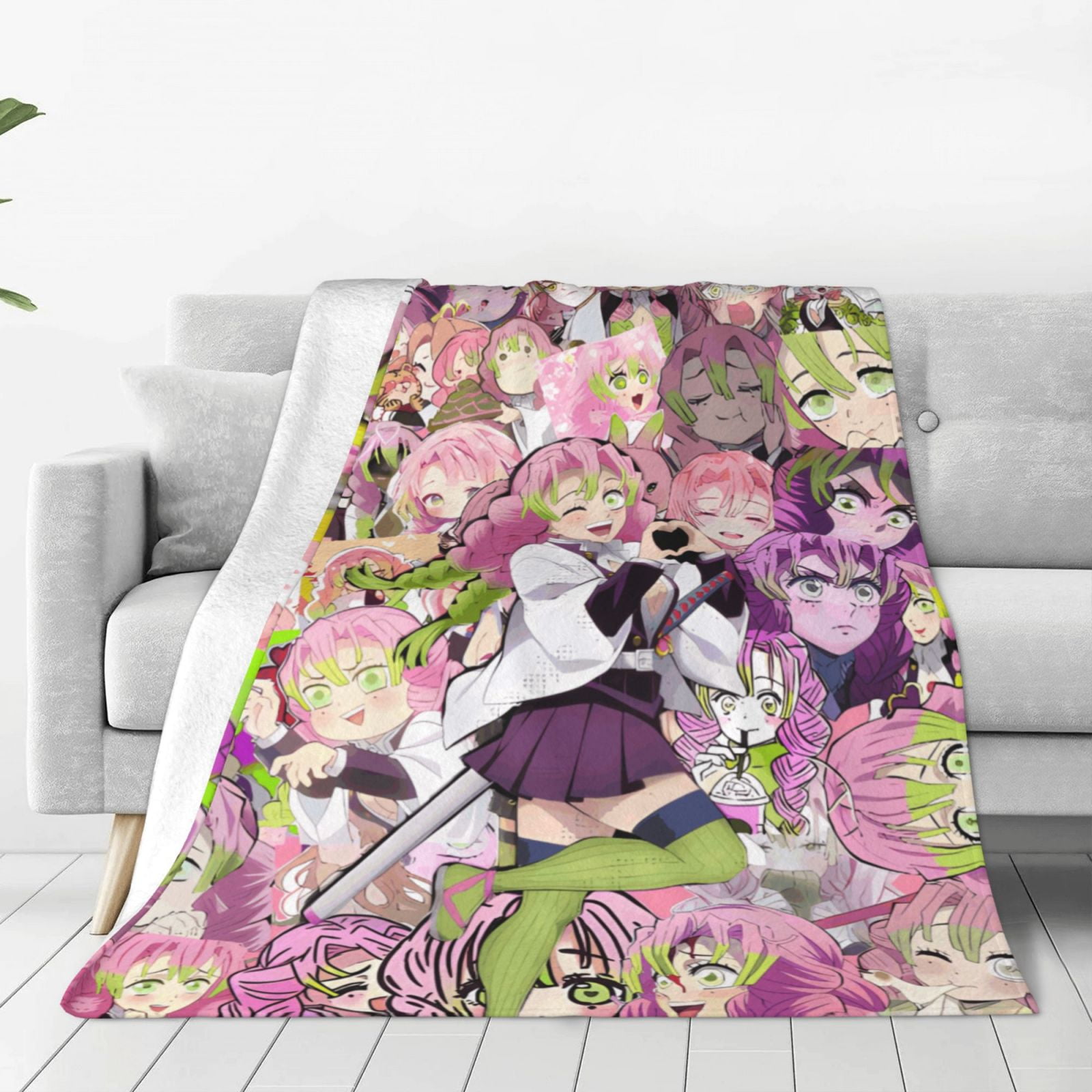 Demon Slayer Mitsuri Kanroji Throw Blanket Couch Bed Sofa Soft ...