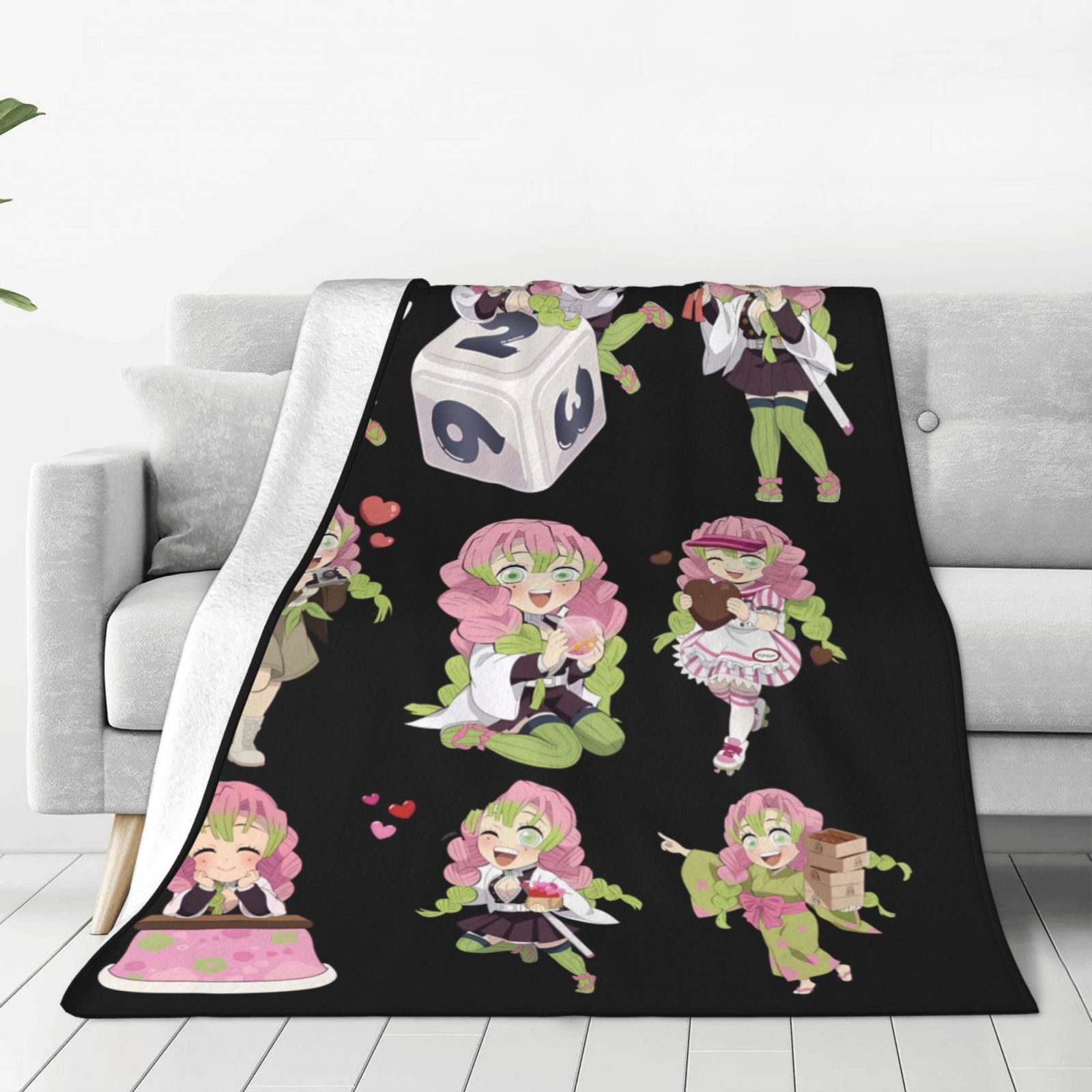 Demon Slayer Mitsuri Kanroji Throw Blanket Couch Bed Sofa Soft ...