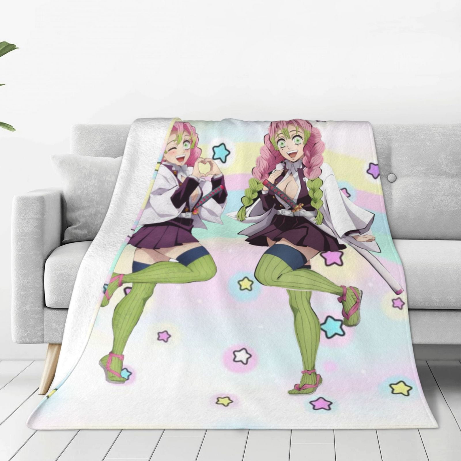 Demon Slayer Mitsuri Kanroji Throw Blanket Couch Bed Sofa Soft ...