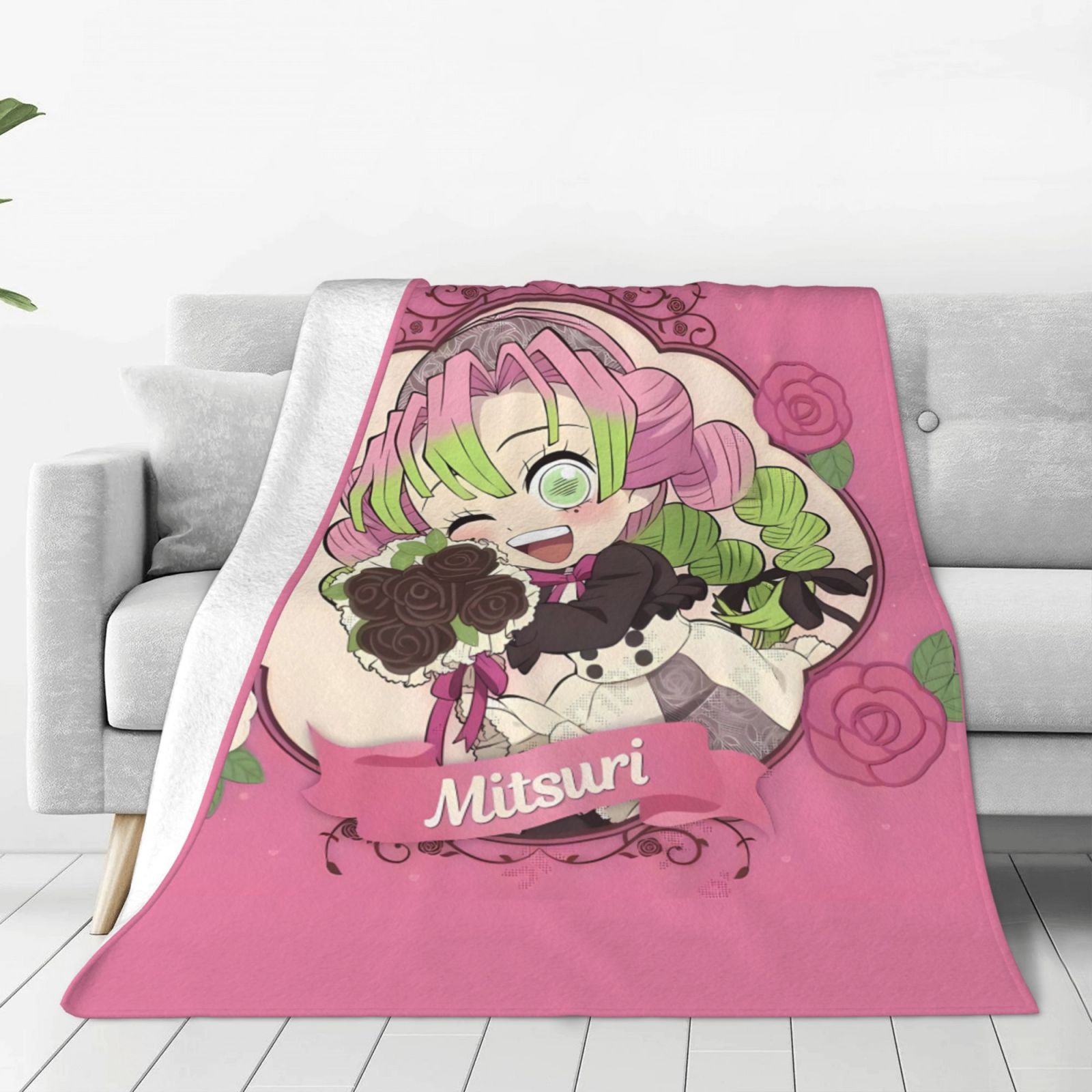 Demon Slayer Mitsuri Kanroji Throw Blanket Couch Bed Sofa Soft ...