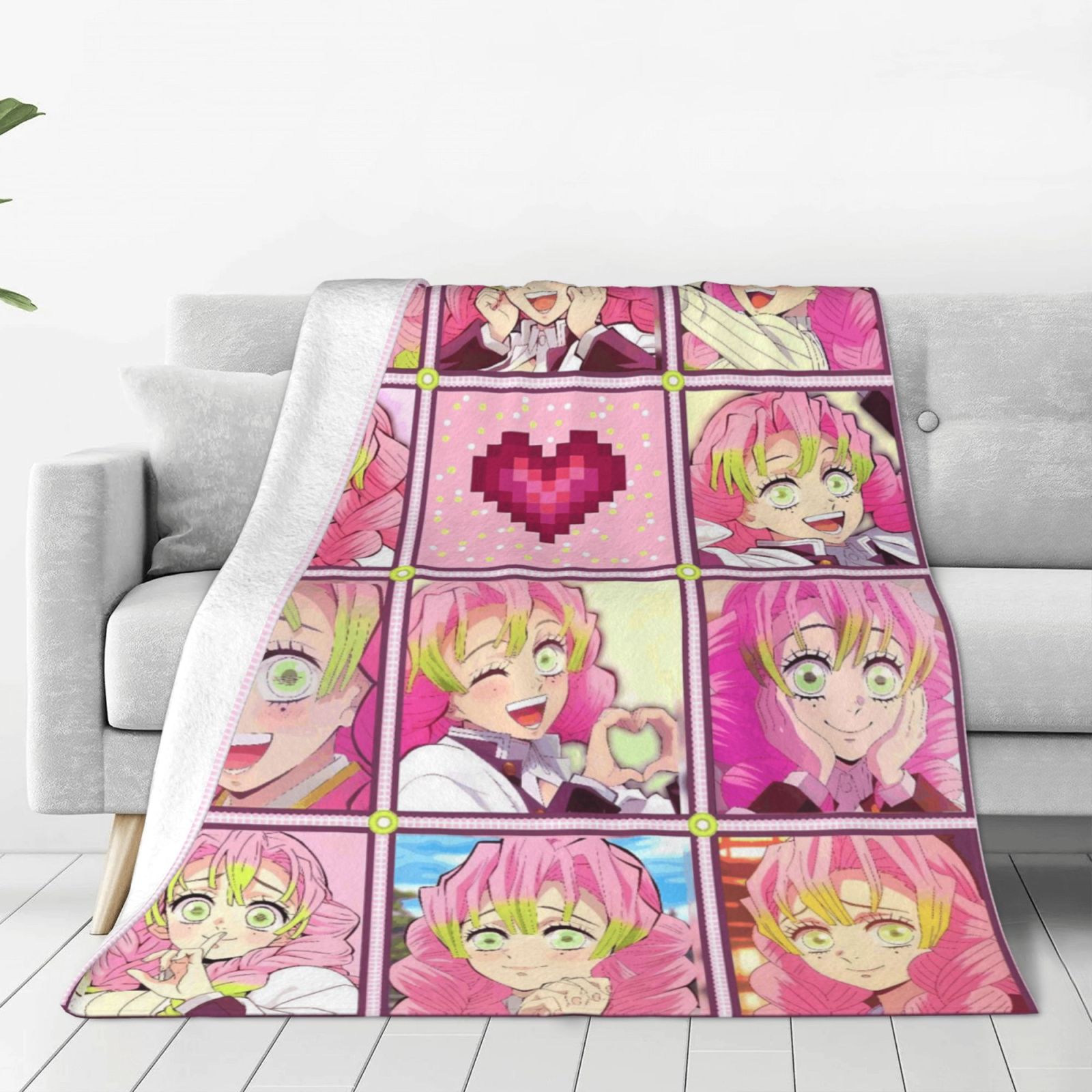 Demon Slayer Mitsuri Kanroji Throw Blanket Couch Bed Sofa Soft ...