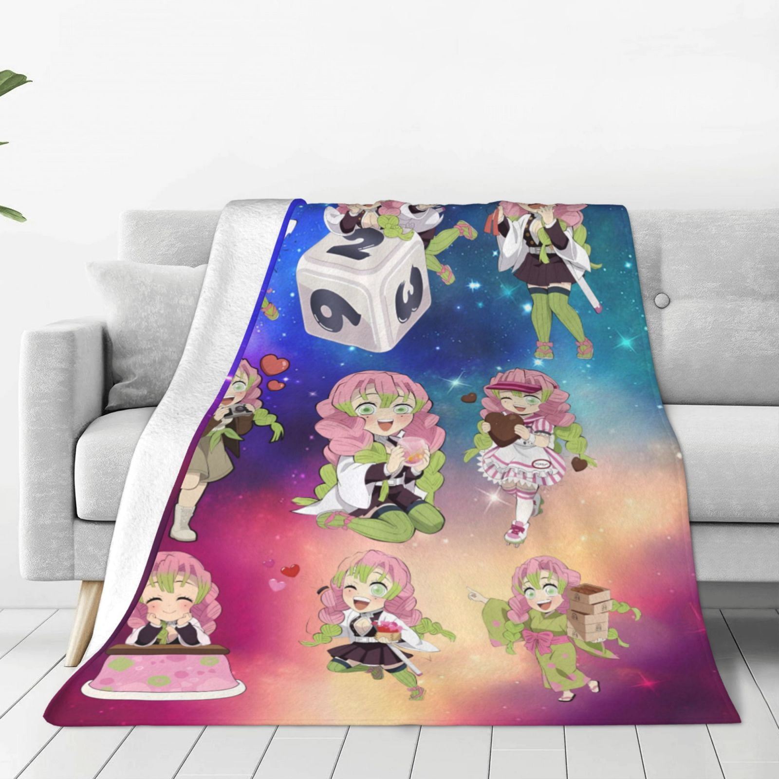 Demon Slayer Mitsuri Kanroji Throw Blanket Couch Bed Sofa Soft ...