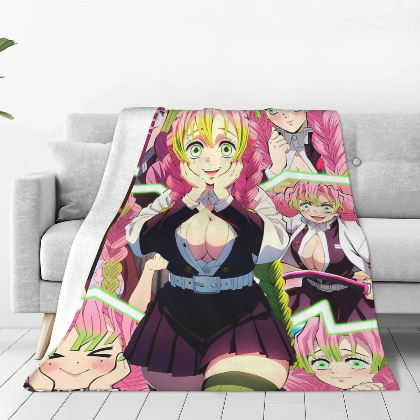 Demon Slayer Mitsuri Kanroji Throw Blanket Couch Bed Sofa Soft ...