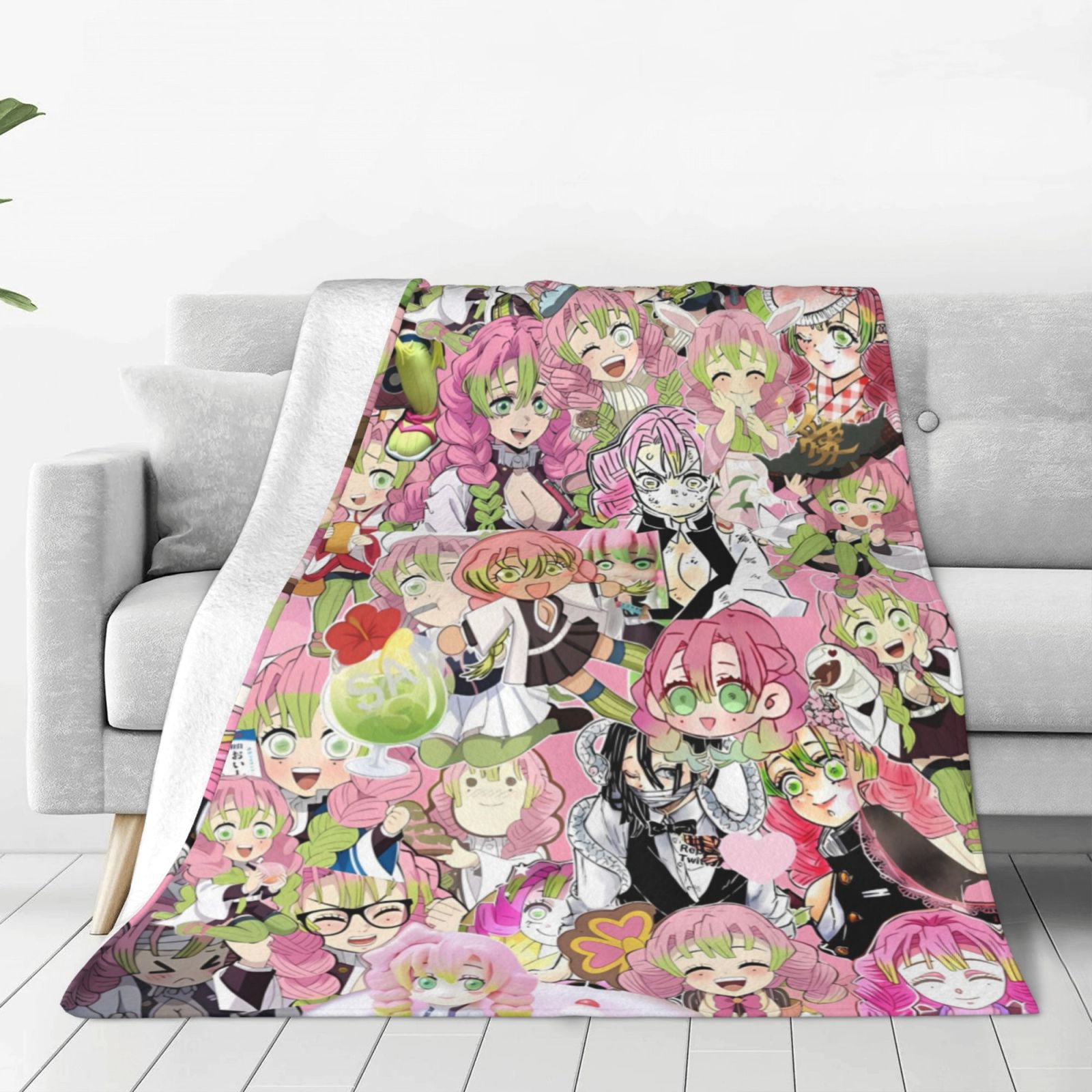Demon Slayer Mitsuri Kanroji Throw Blanket Couch Bed Sofa Soft ...