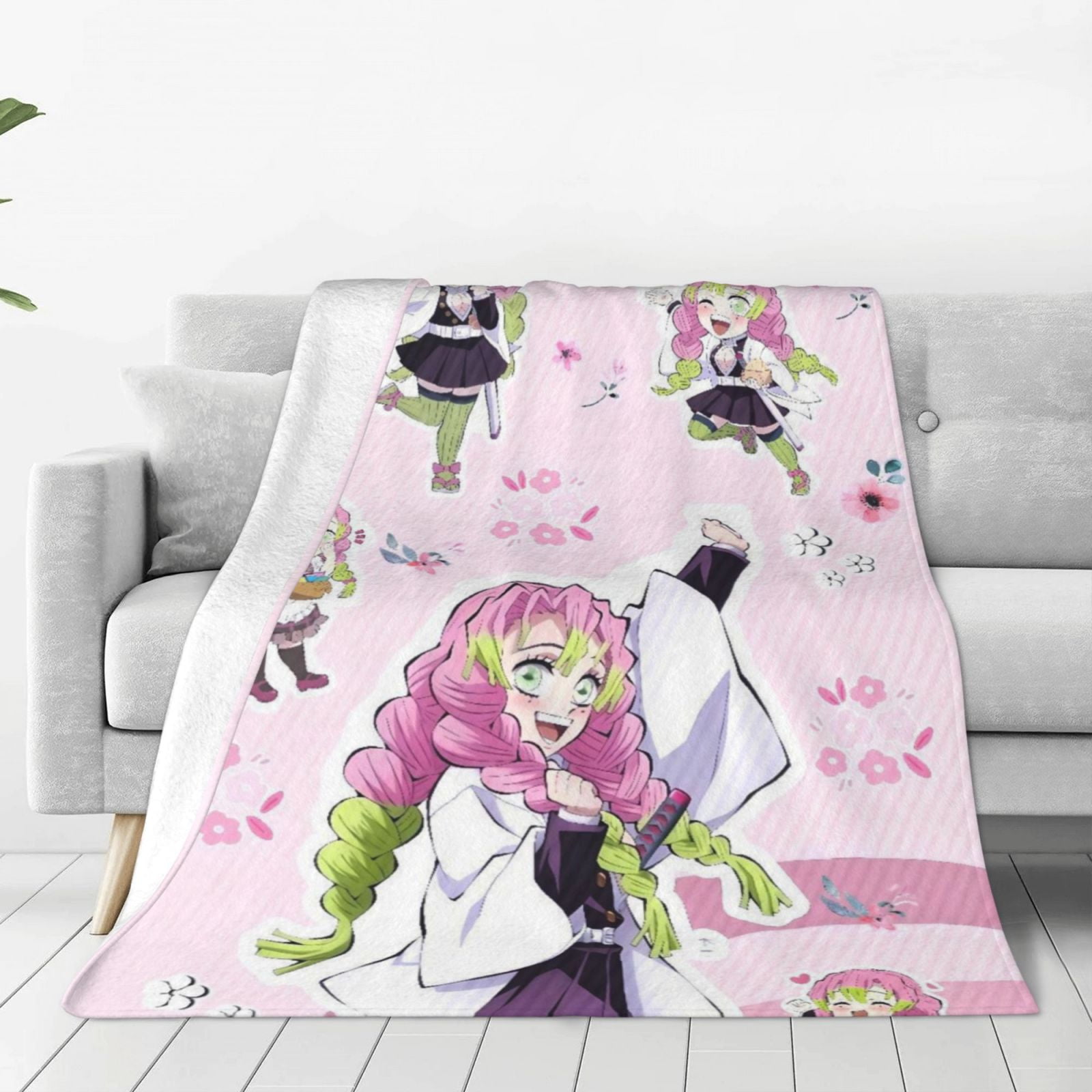 Demon Slayer Mitsuri Kanroji Throw Blanket Couch Bed Sofa Soft ...