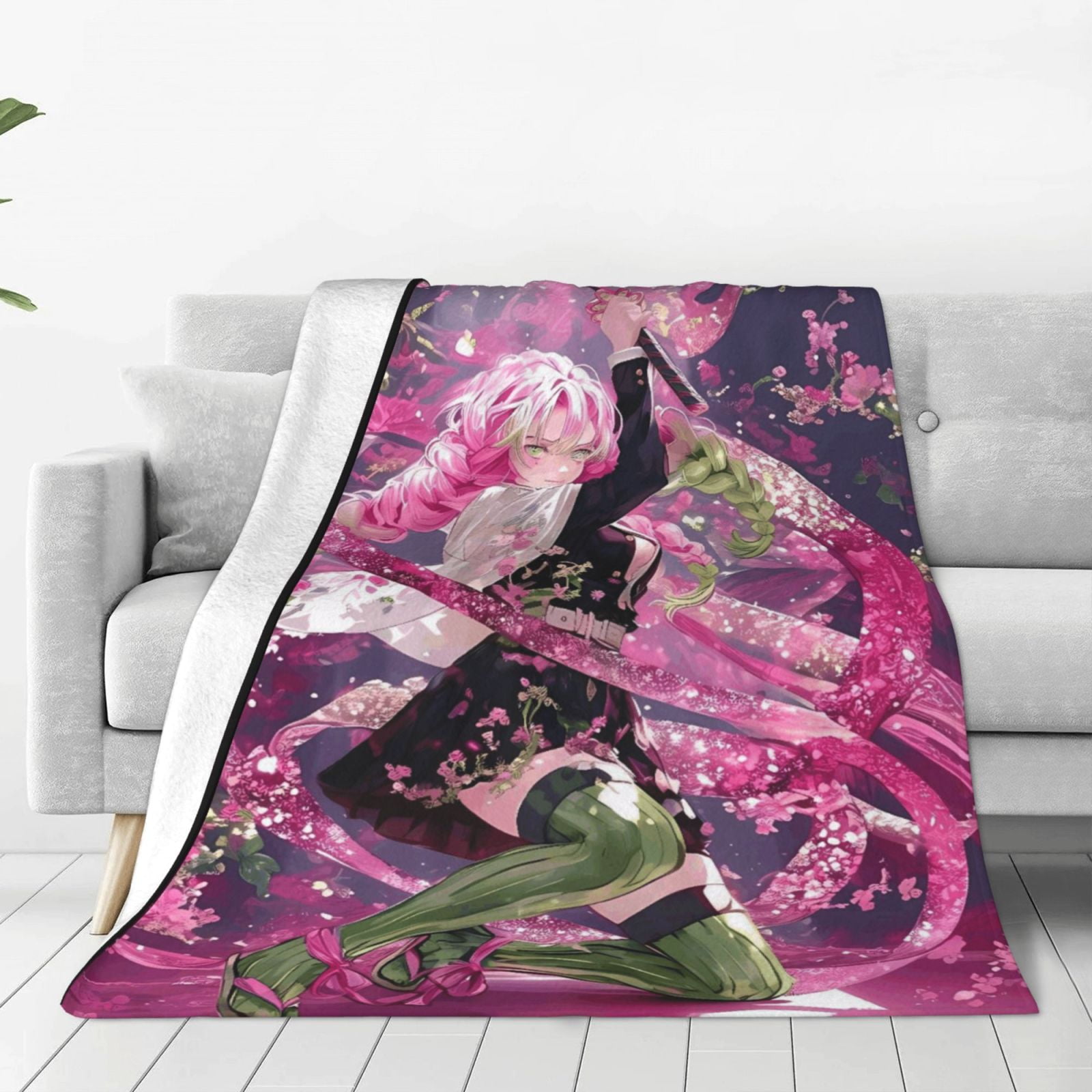 Demon Slayer Mitsuri Kanroji Throw Blanket Couch Bed Sofa Soft ...