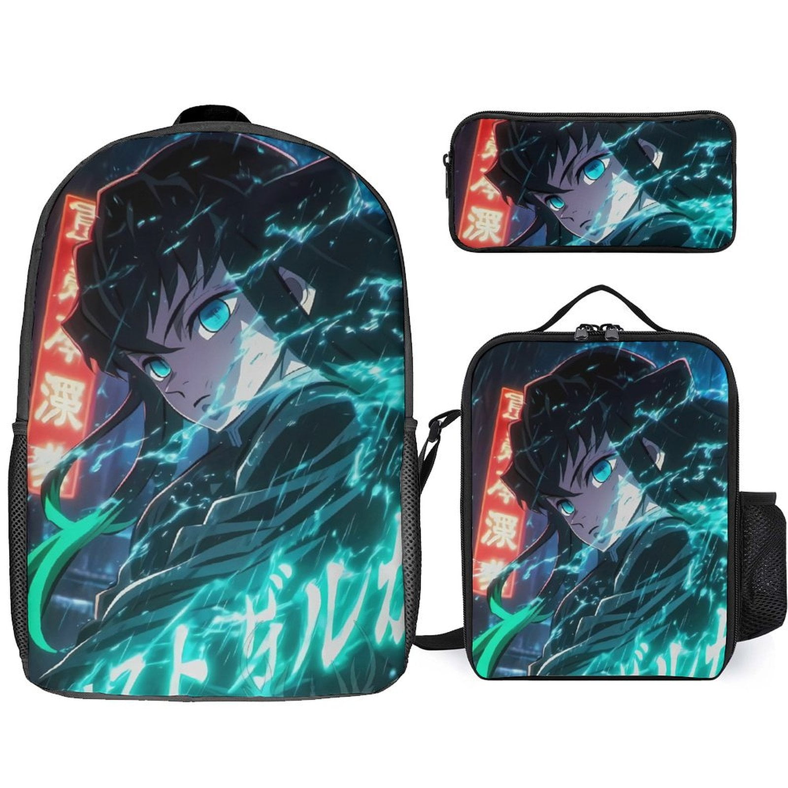 Demon Slayer Muichiro Tokito 3 Piece Backpack Set with Lunch Bag Pencil ...