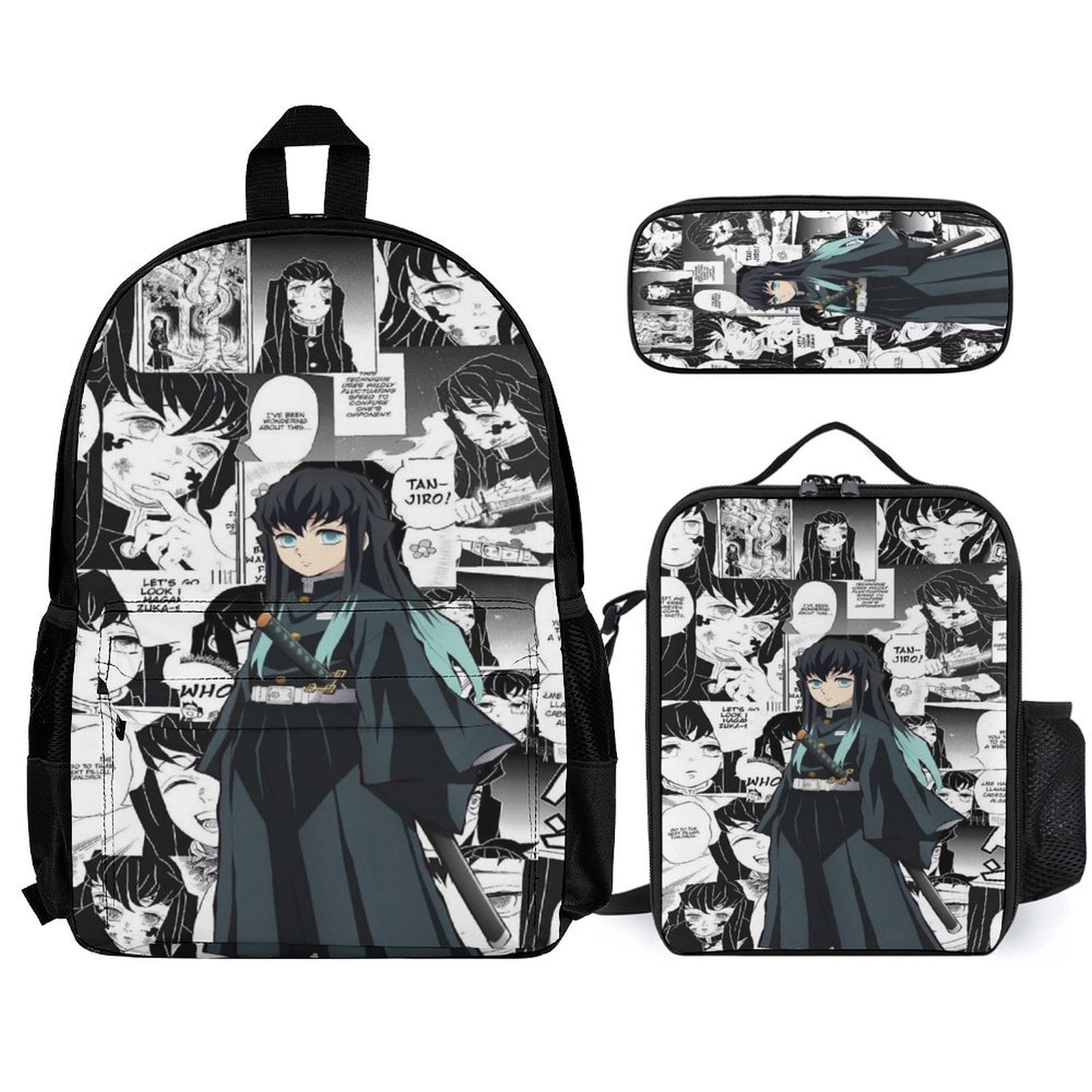 Demon Slayer Muichiro Tokito 3Pcs Backpacks Sets Book Bag with Lunch ...