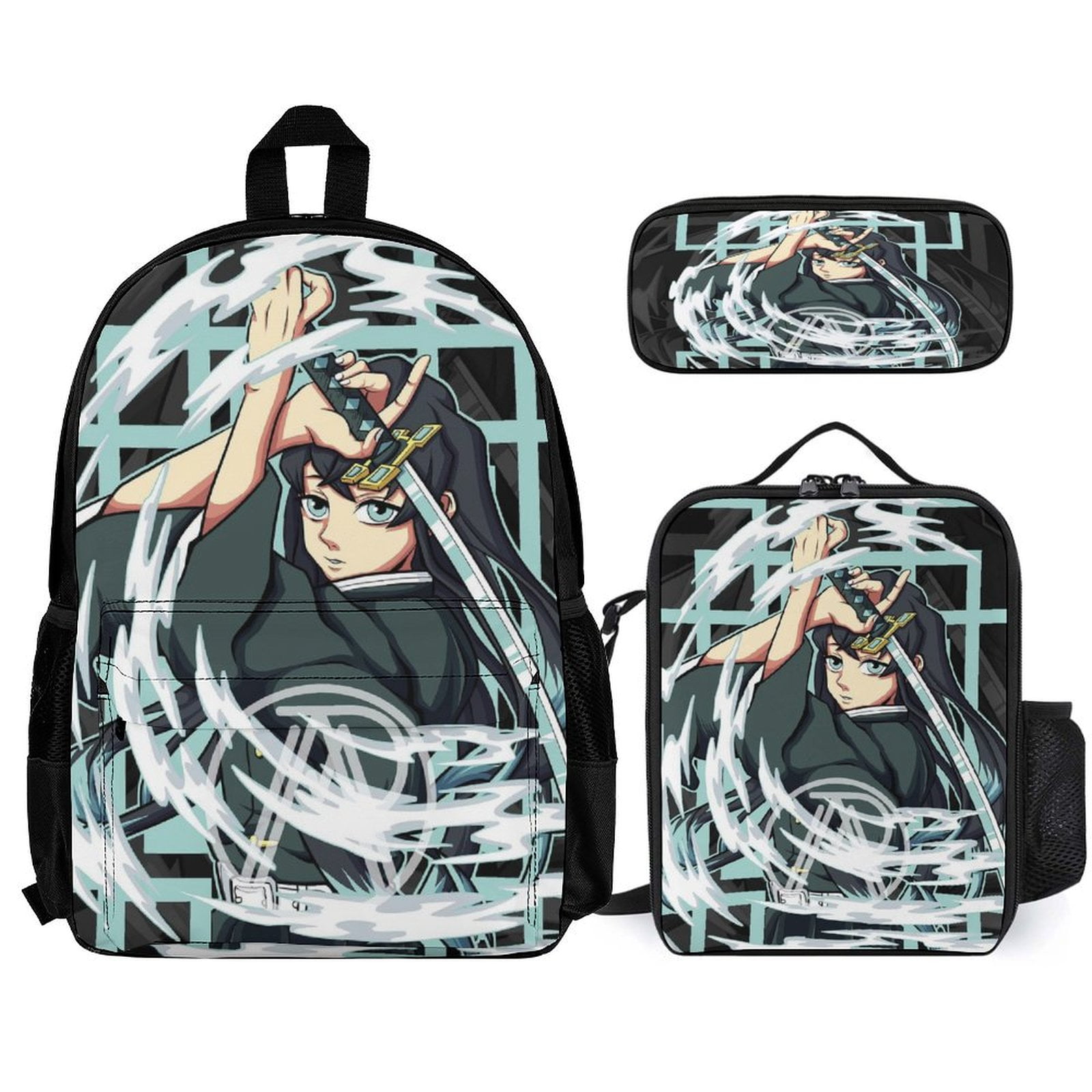 Demon Slayer Muichiro Tokito 3Pcs Backpacks Sets Book Bag with Lunch ...