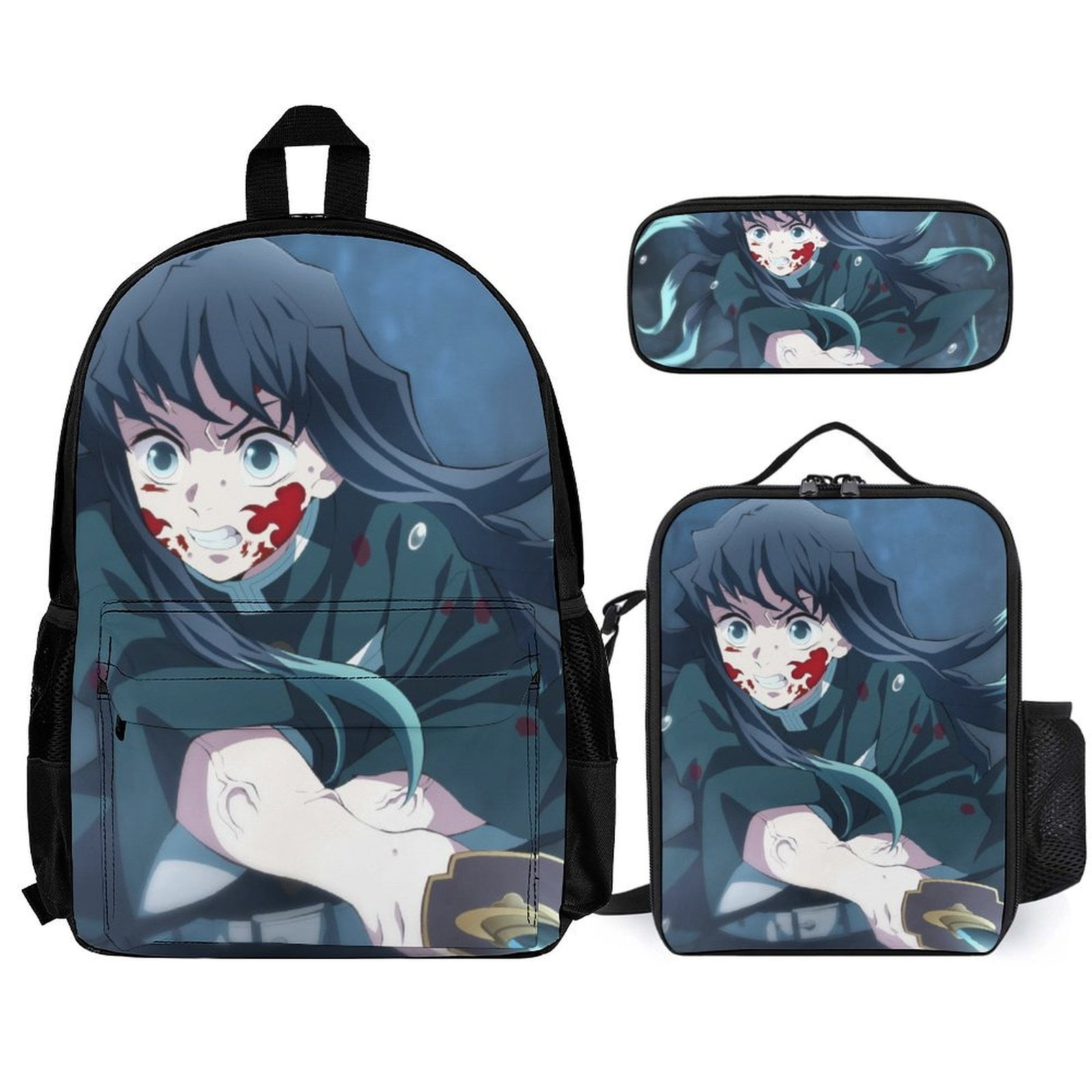 Demon Slayer Muichiro Tokito 3Pcs Backpacks Sets Book Bag with Lunch ...