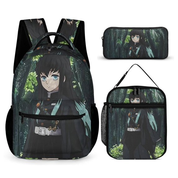 Demon Slayer Muichiro Tokito 3Pcs Backpacks Sets Bookbag with Lunch Bag ...