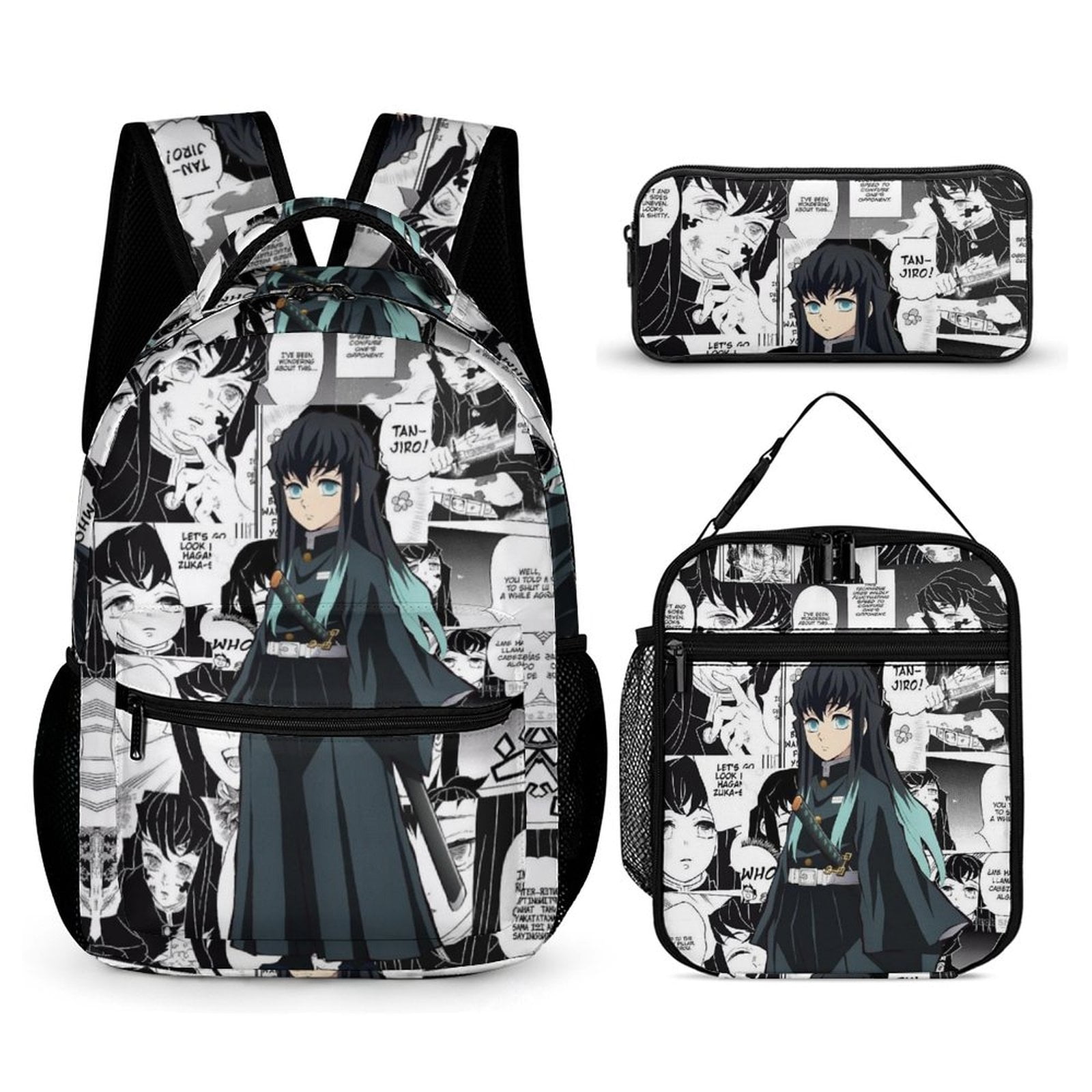 Demon Slayer Muichiro Tokito 3Pcs Backpacks Sets Bookbag with Lunch Bag ...