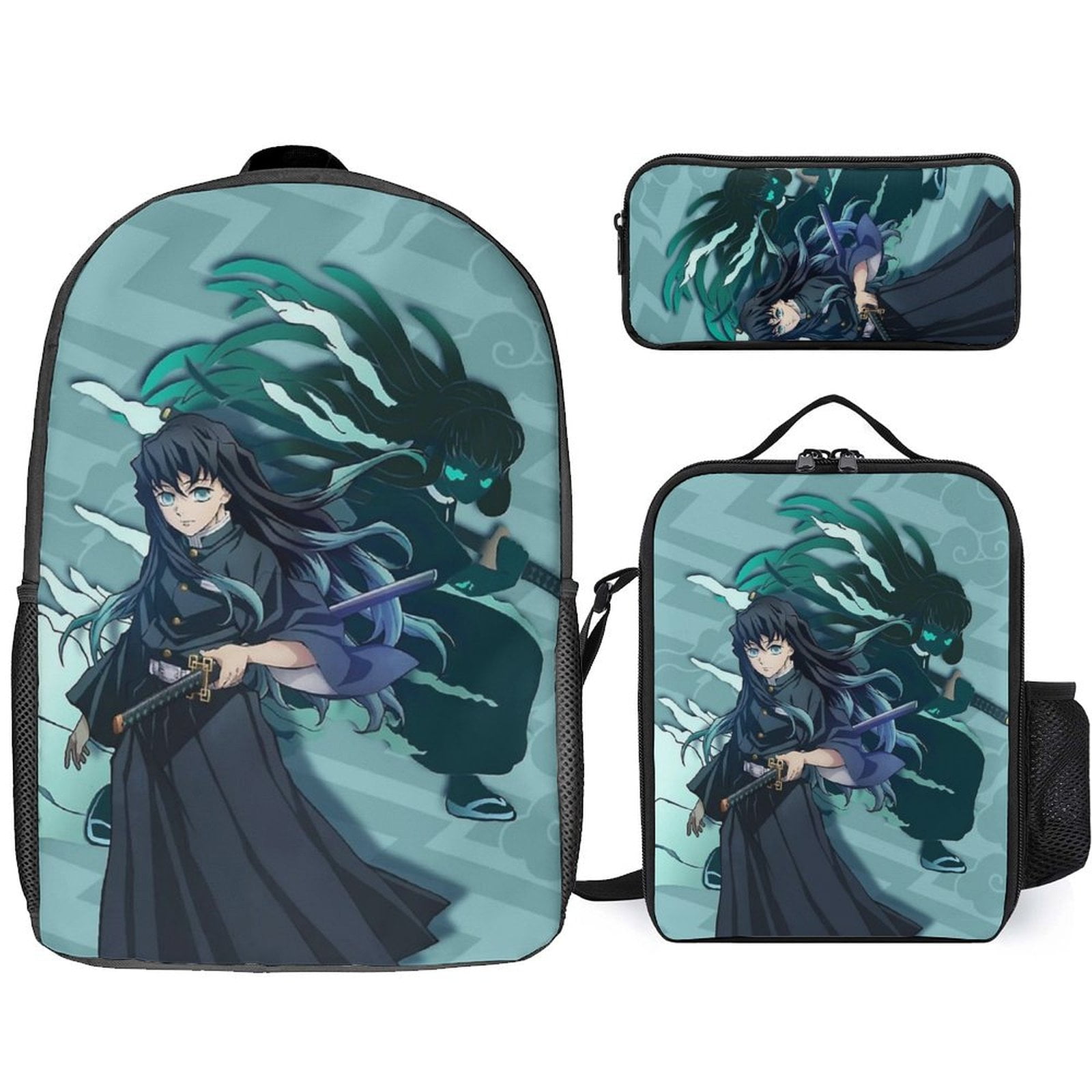 Demon Slayer Muichiro Tokito 3Pcs Backpacks Sets with Lunch Bag And ...