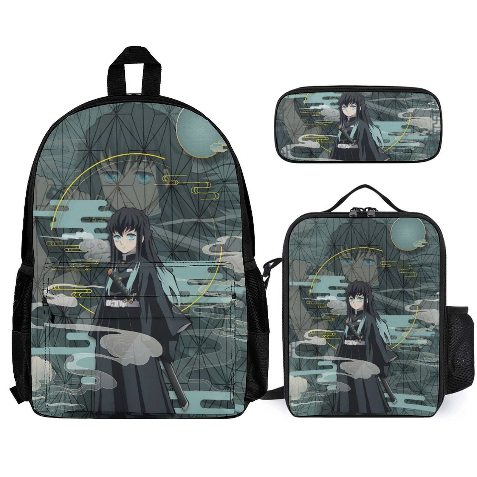 Demon Slayer Muichiro Tokito 3Pcs Backpacks Sets with Lunch Bag And ...