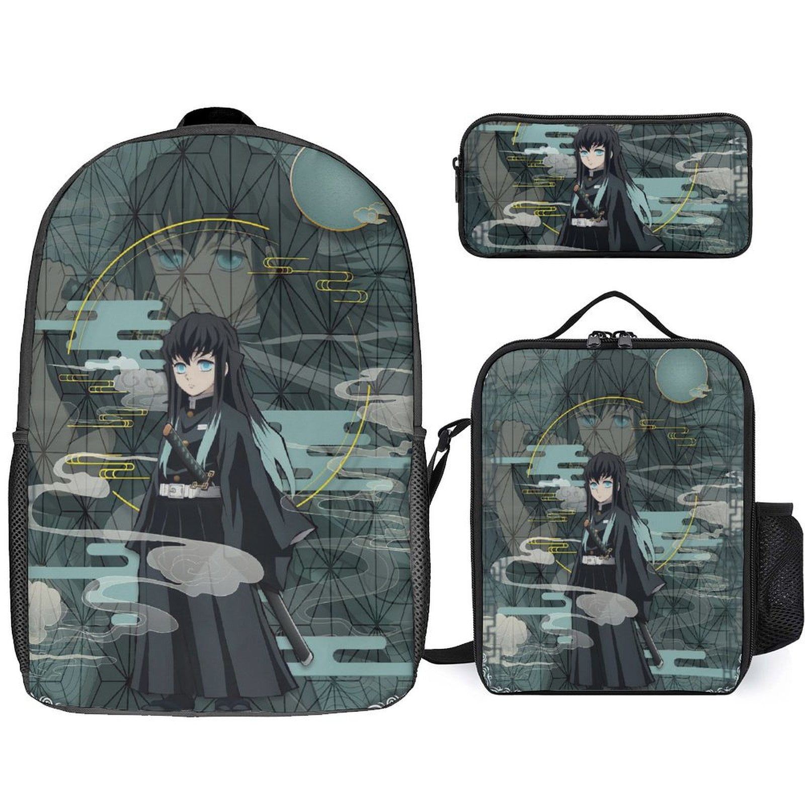 Demon Slayer Muichiro Tokito 3Pcs Backpacks Sets with Lunch Bag And ...