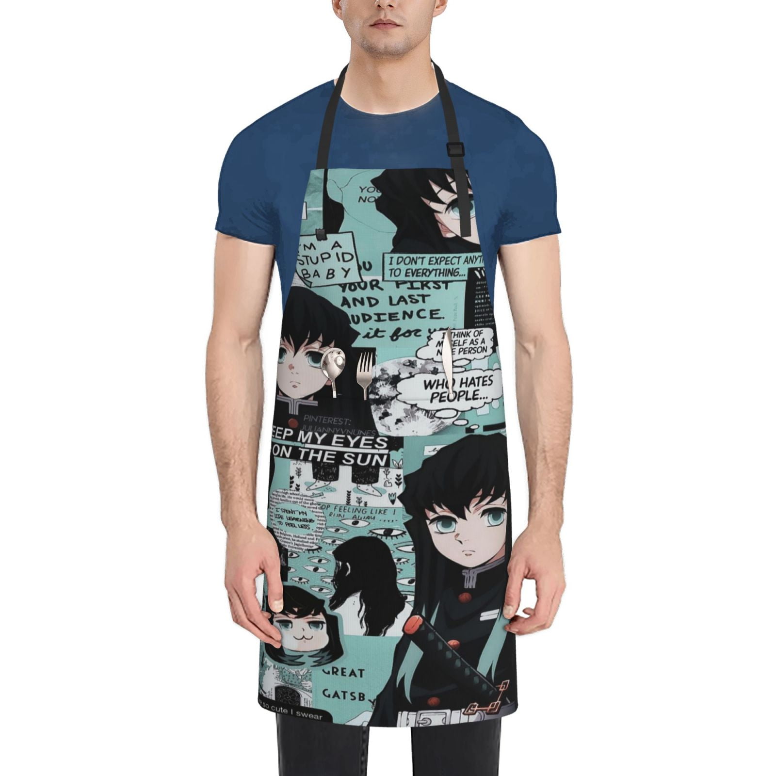 Demon Slayer Muichiro Tokito Adjustable Bib Apron, Waterdrop Resistant ...