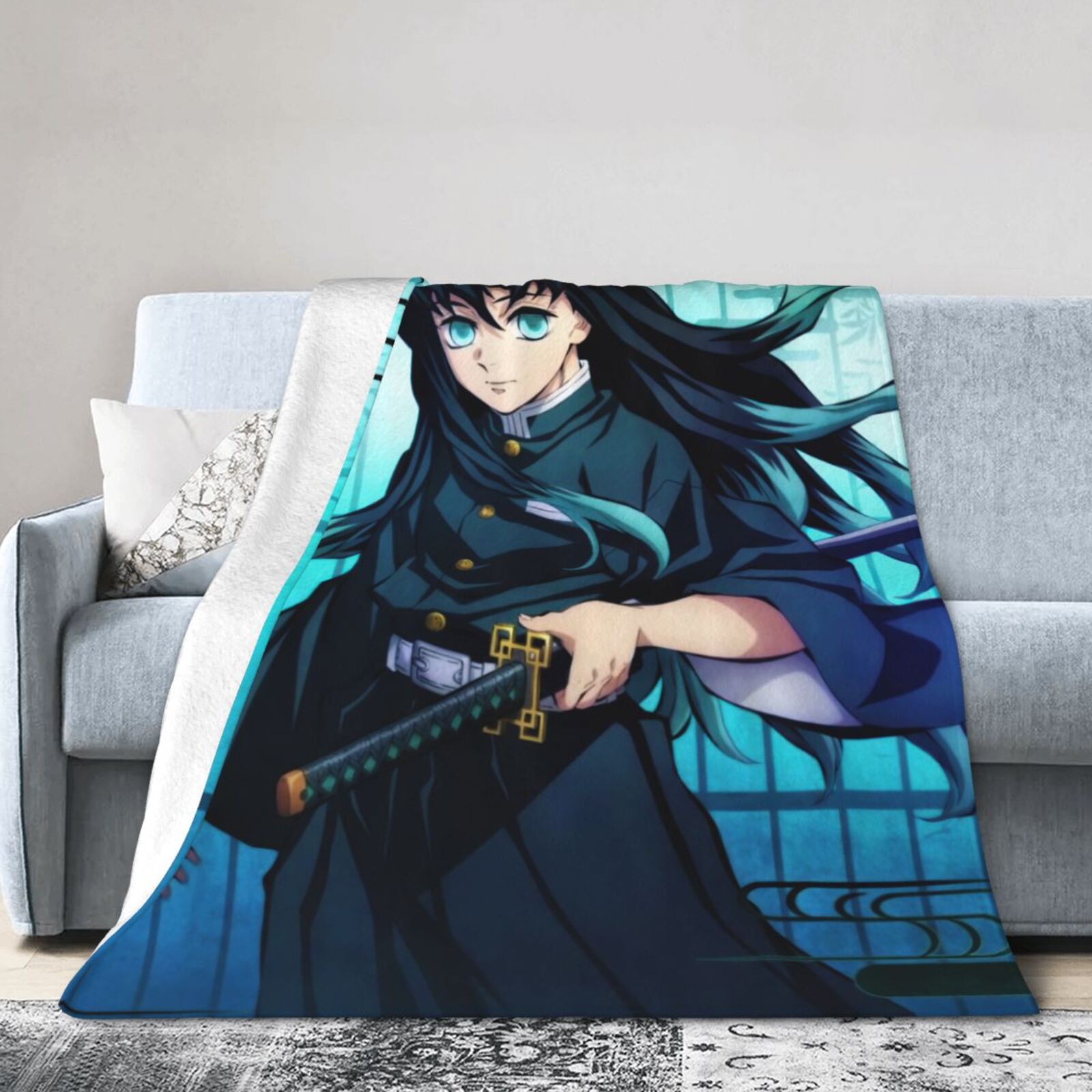 Demon Slayer Muichiro Tokito Blanket Soft Warm Blanket Thermal Flannel ...