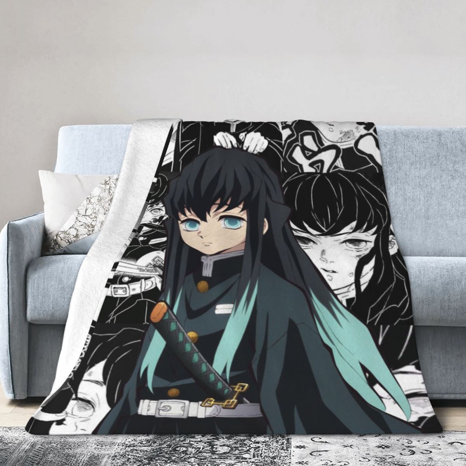 Demon Slayer Muichiro Tokito Blanket Soft Warm Blanket Thermal Flannel ...