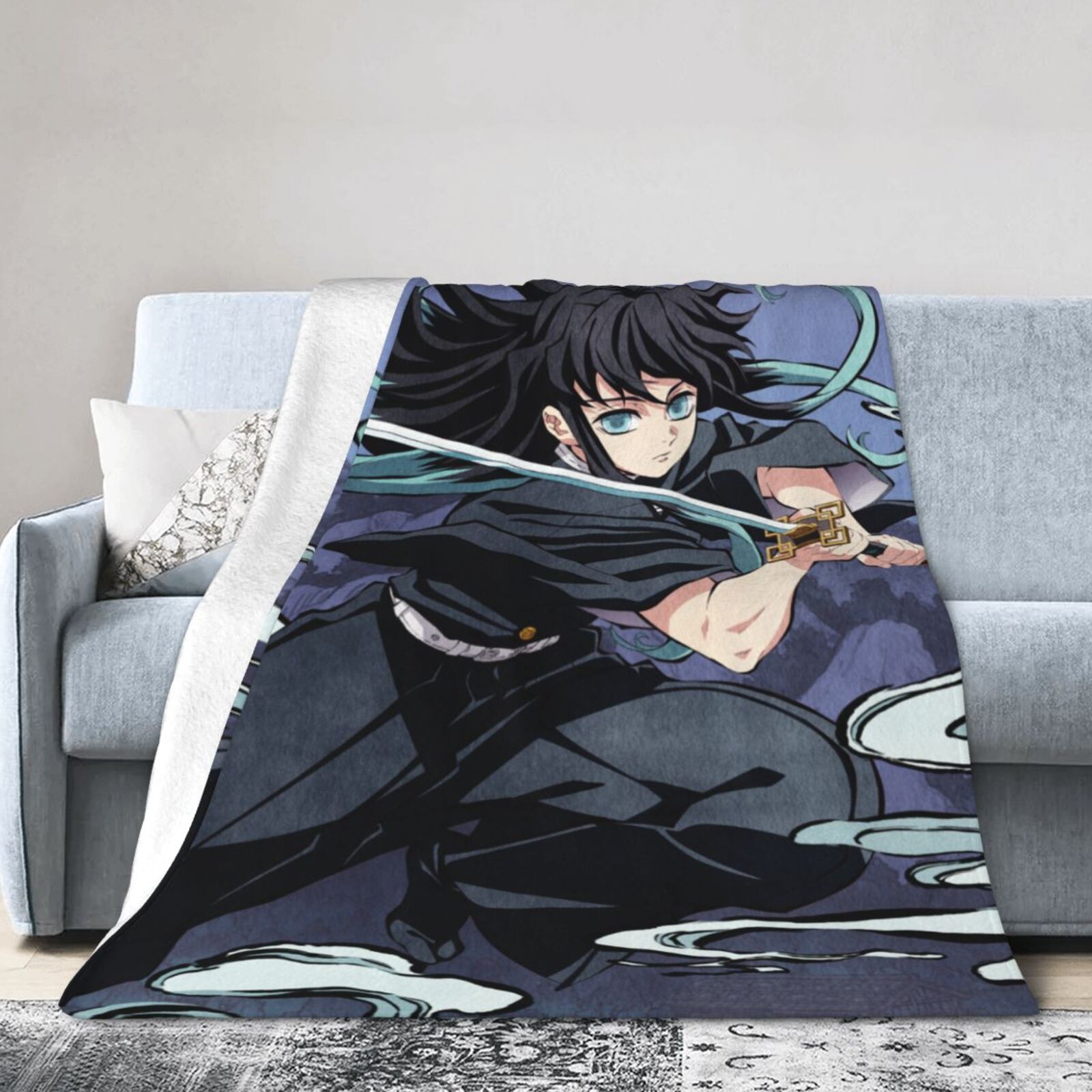 Demon Slayer Muichiro Tokito Blanket Soft Warm Blanket Thermal Flannel ...