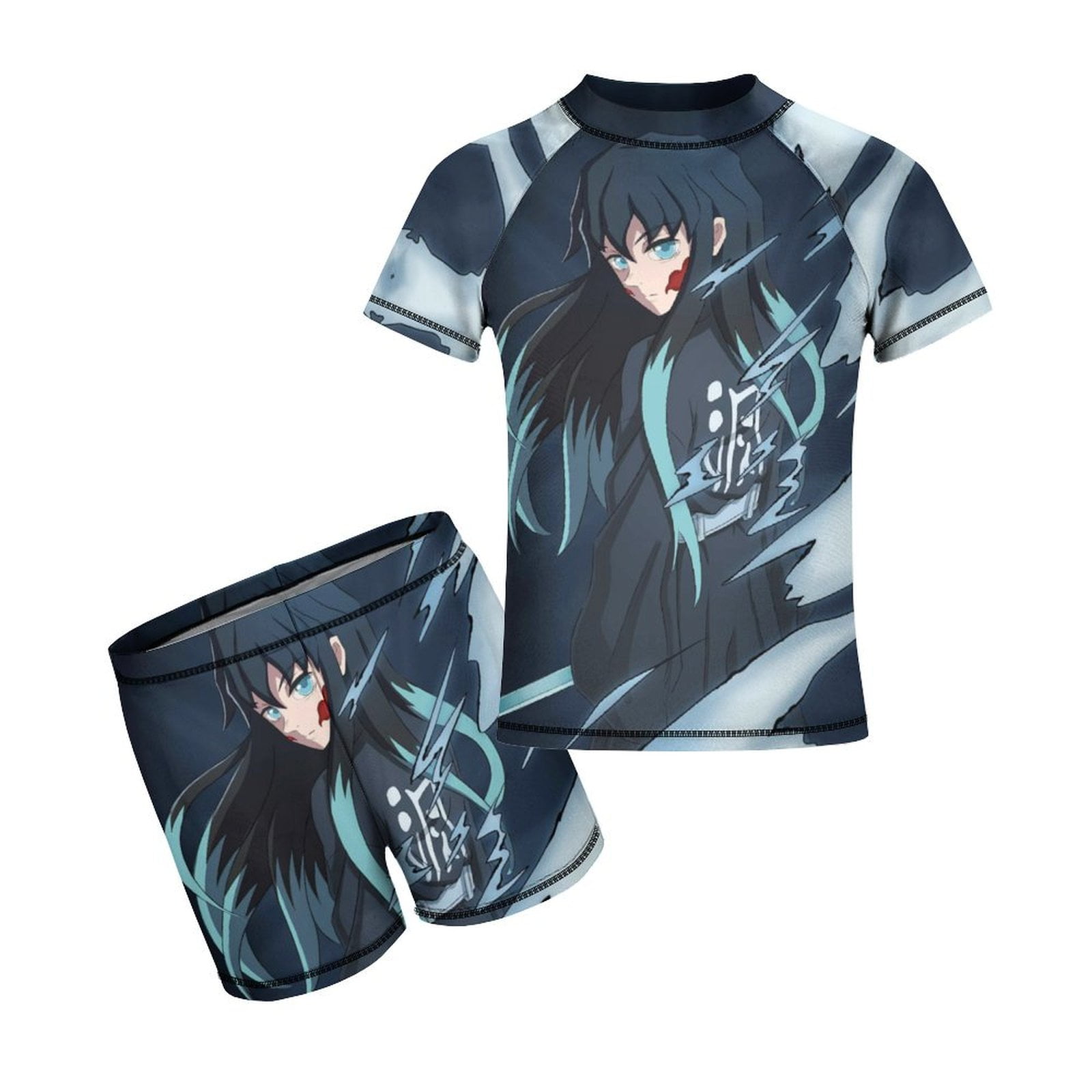 Demon Slayer Muichiro Tokito Boys 2-Piece Swimsuit Set, Short Sleeve ...