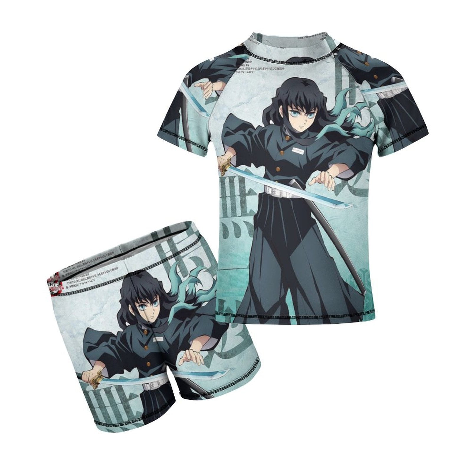 Demon Slayer Muichiro Tokito Boys 2-Piece Swimsuit Set, Short Sleeve ...