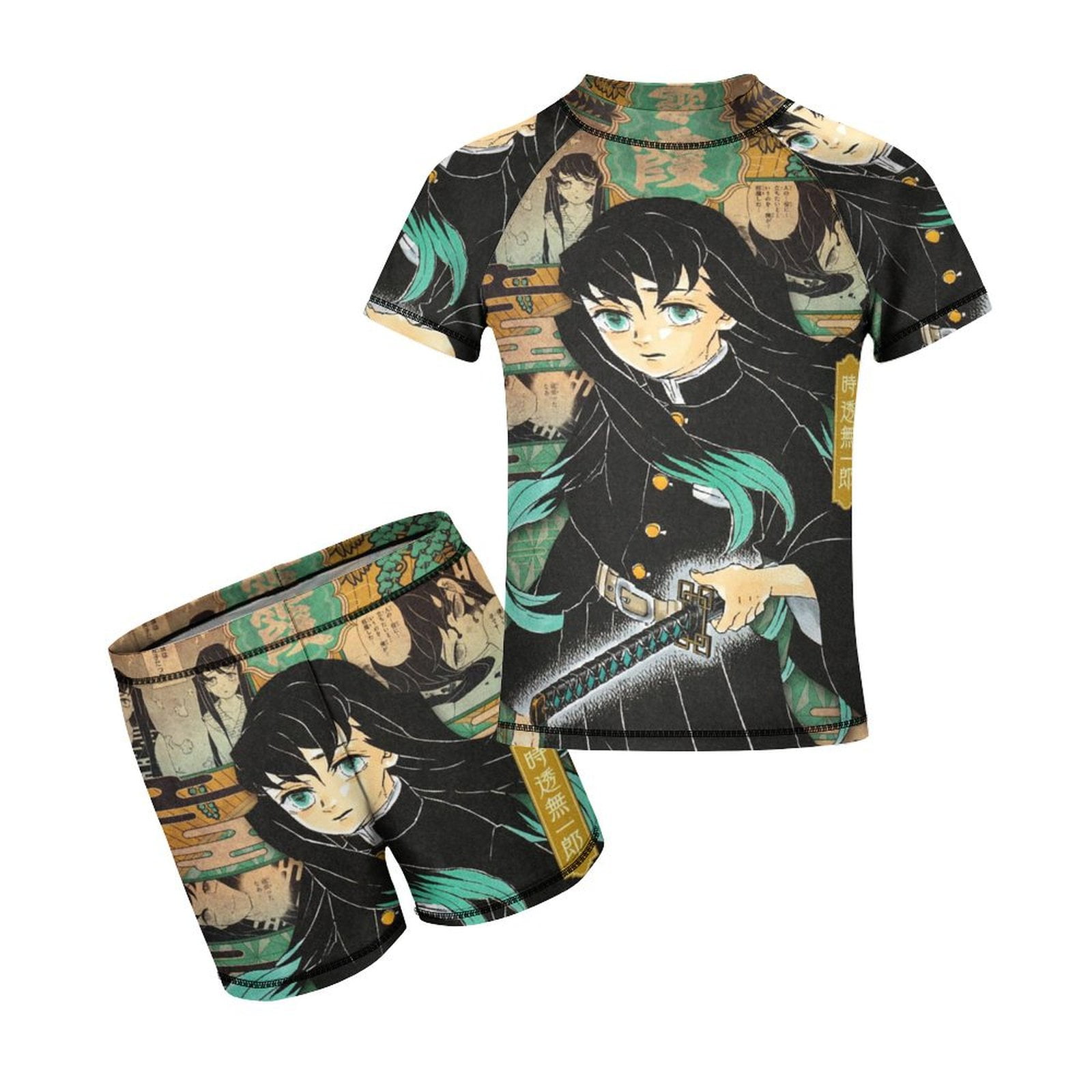Demon Slayer Muichiro Tokito Boys 2-Piece Swimsuit Set, Short Sleeve ...
