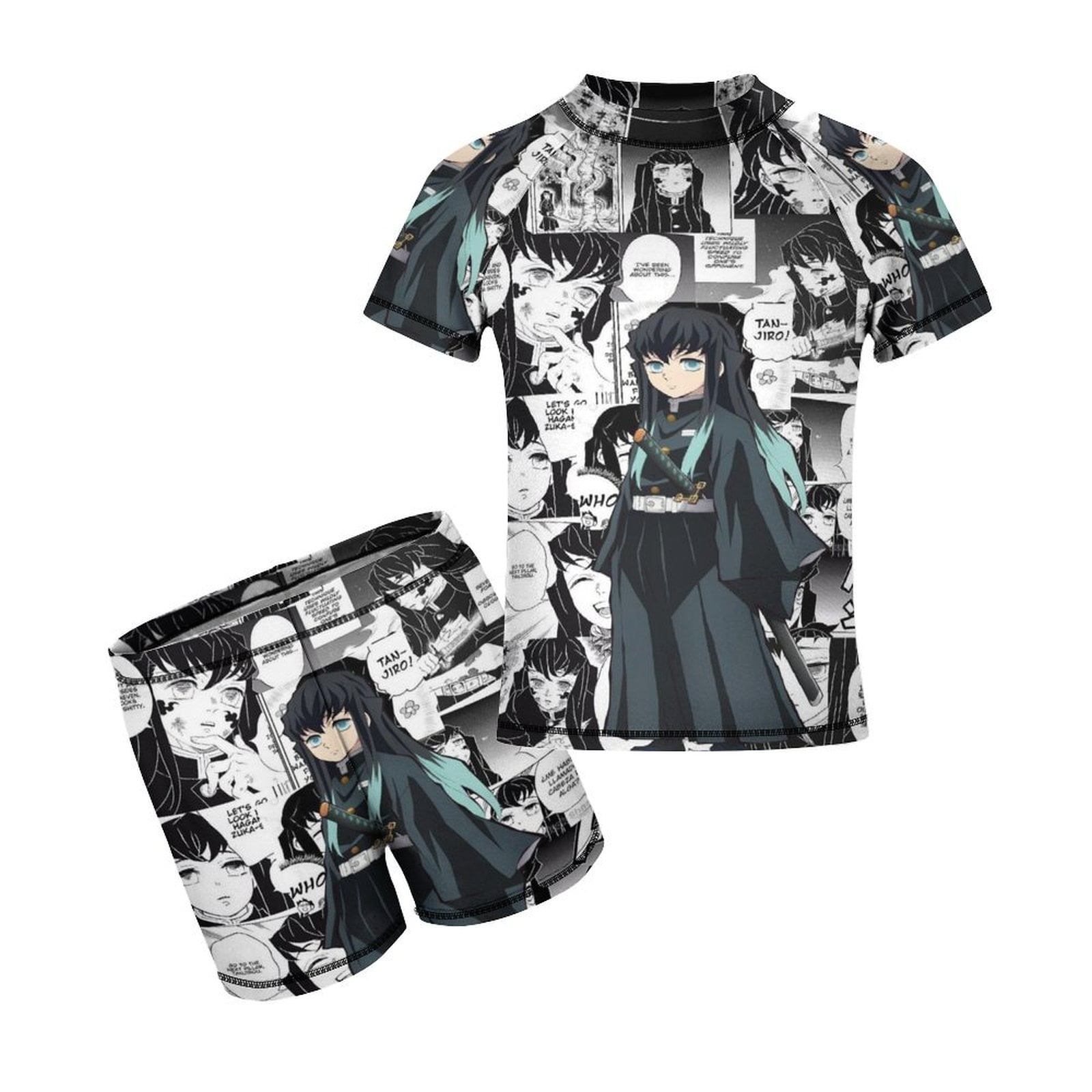 Demon Slayer Muichiro Tokito Boys 2-Piece Swimsuit Set, Short Sleeve ...
