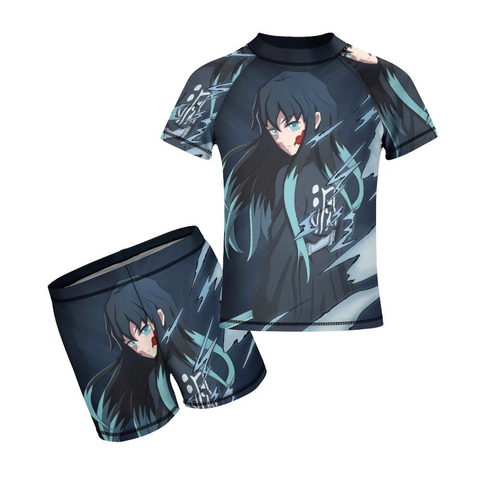 Demon Slayer Muichiro Tokito Boys 2-Piece Swimsuit Set, Short Sleeve ...