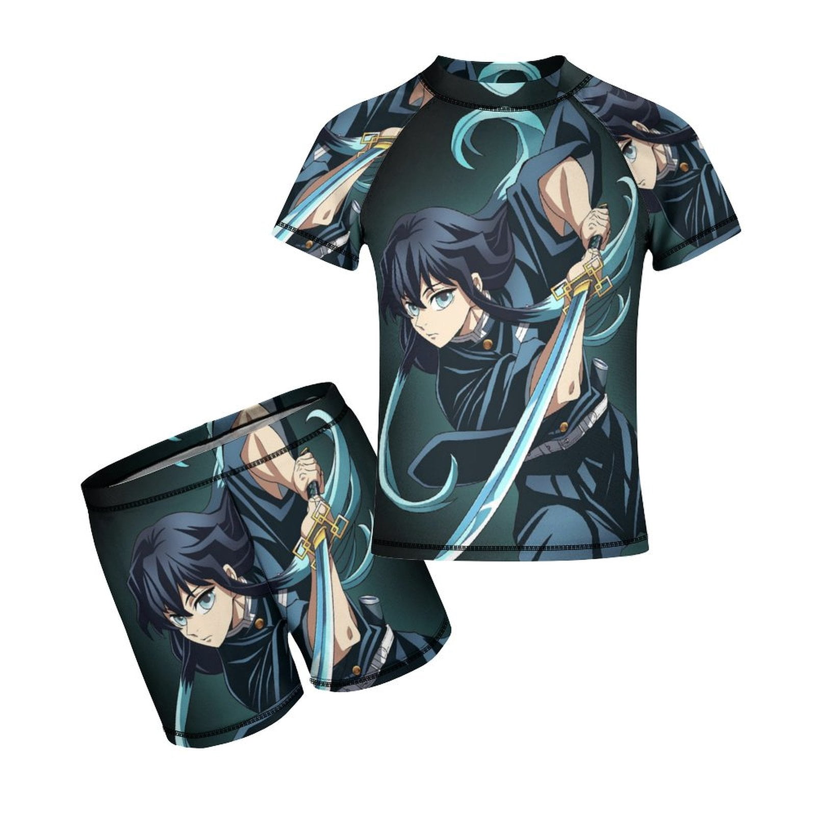 Demon Slayer Muichiro Tokito Boys 2-Piece Swimsuit Set, Short Sleeve ...