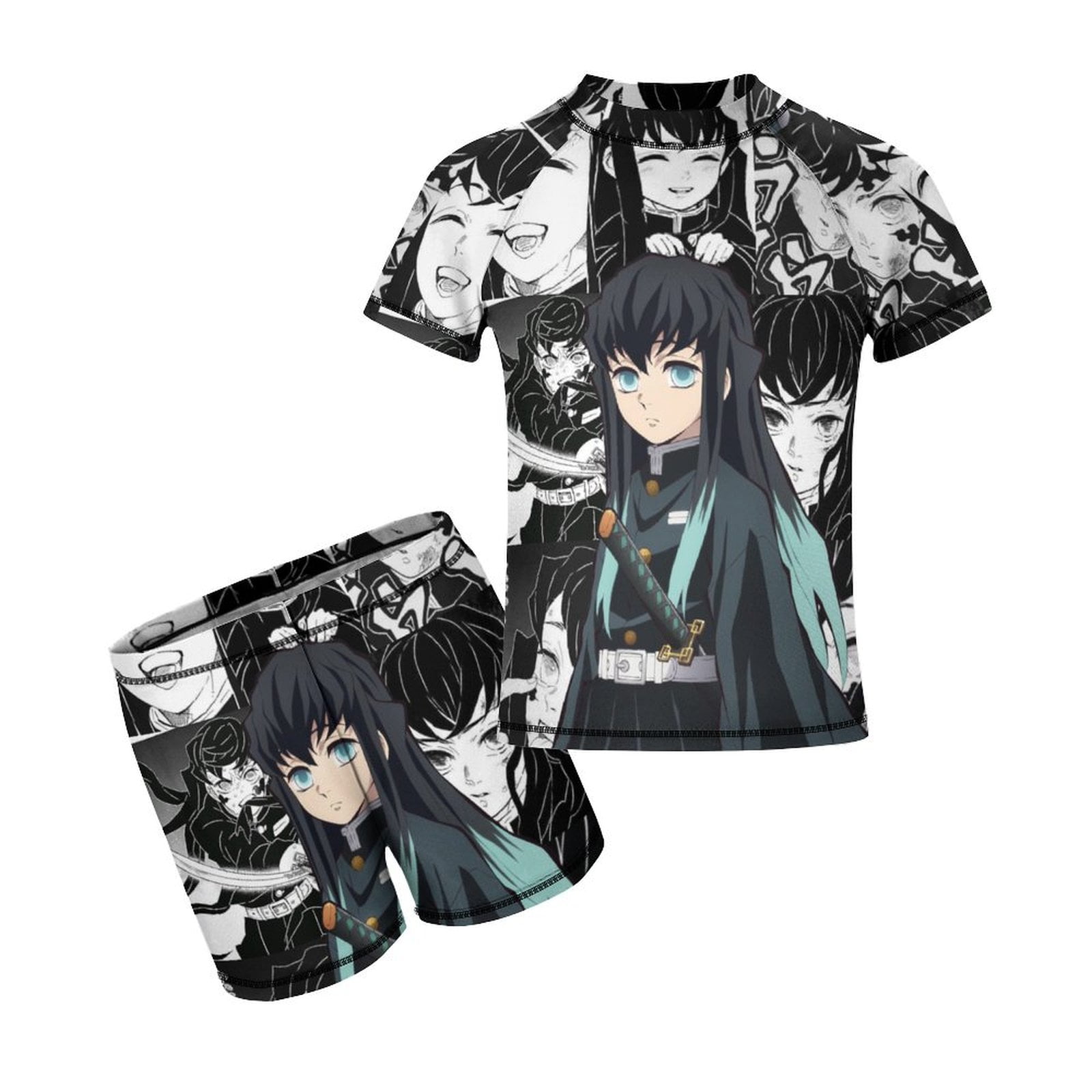 Demon Slayer Muichiro Tokito Boys 2-Piece Swimsuit Set, Short Sleeve ...