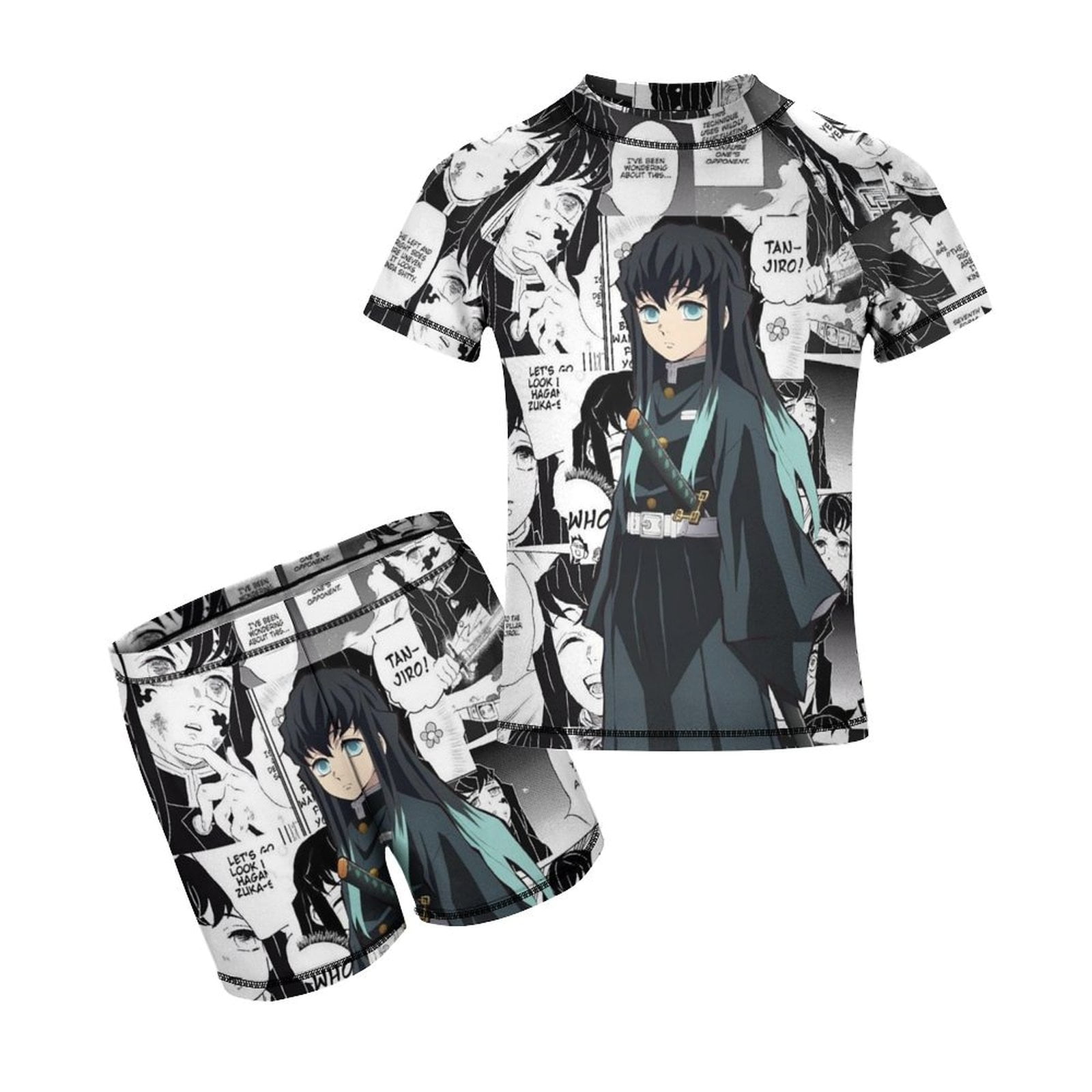 Demon Slayer Muichiro Tokito Boys 2-Piece Swimsuit Set, Short Sleeve ...