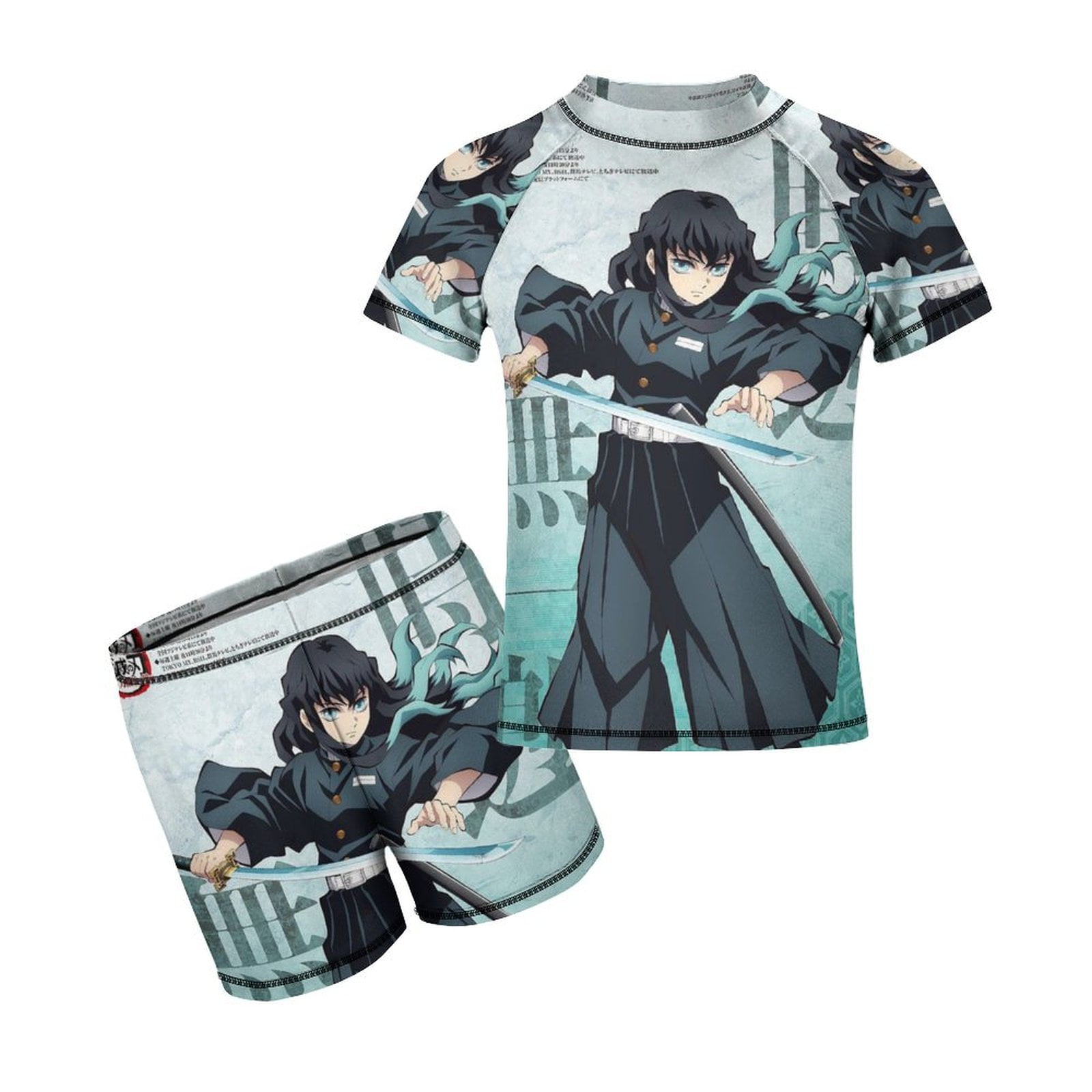 Demon Slayer Muichiro Tokito Boys 2-Piece Swimsuit Set, Short Sleeve ...