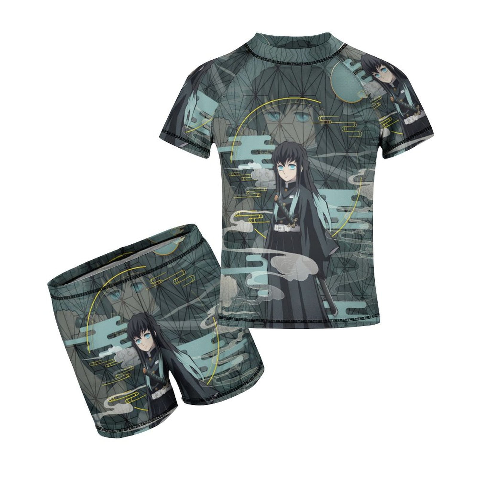 Demon Slayer Muichiro Tokito Boys 2-Piece Swimsuit Set, Short Sleeve ...