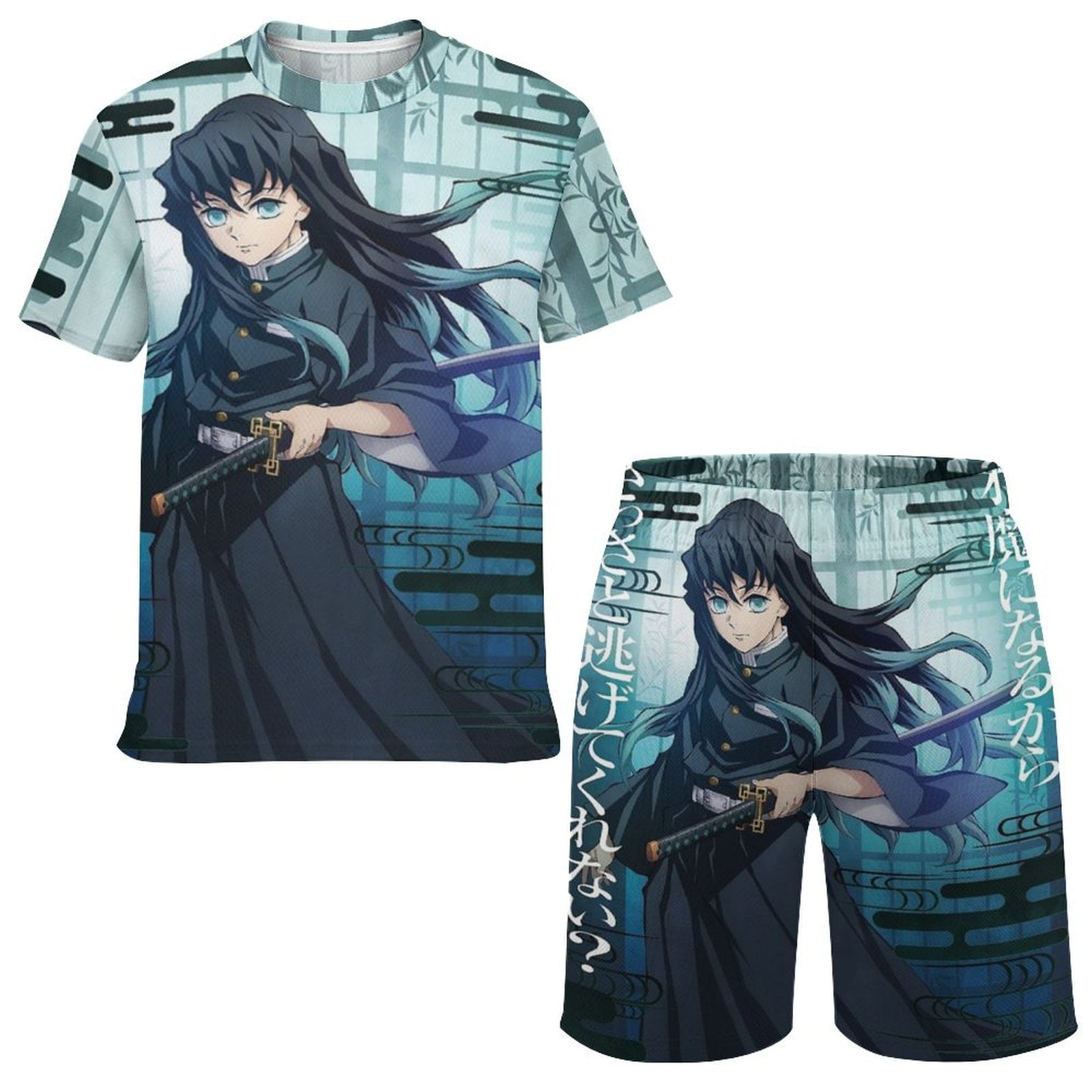Demon Slayer Muichiro Tokito Boys Girls Short Sleeve Mesh T-Shirt And ...