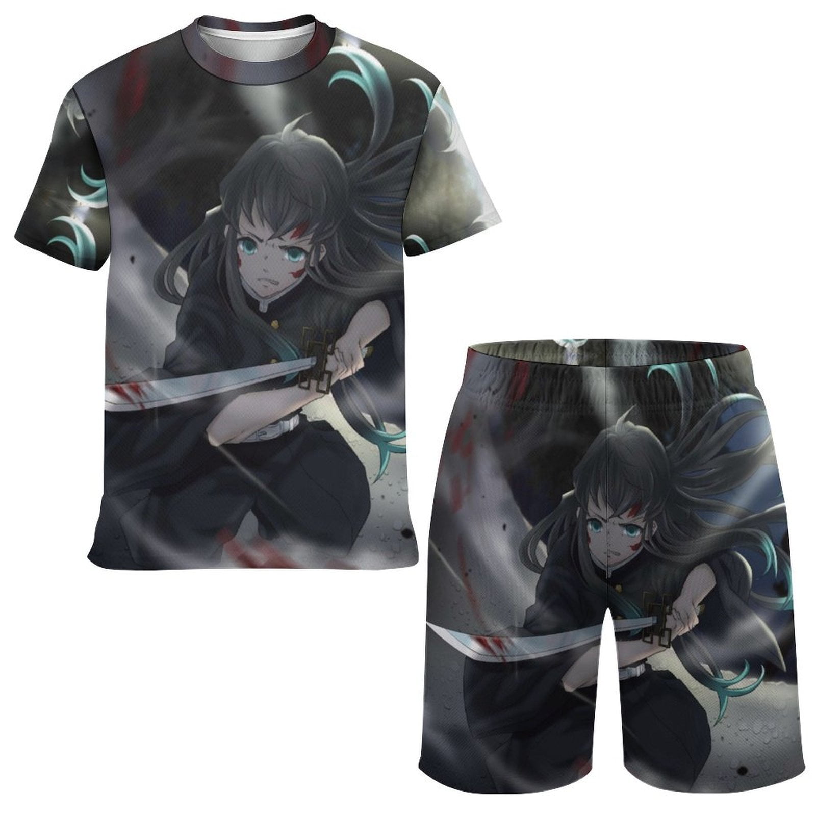 Demon Slayer Muichiro Tokito Boys Girls Short Sleeve Mesh T-Shirt And ...